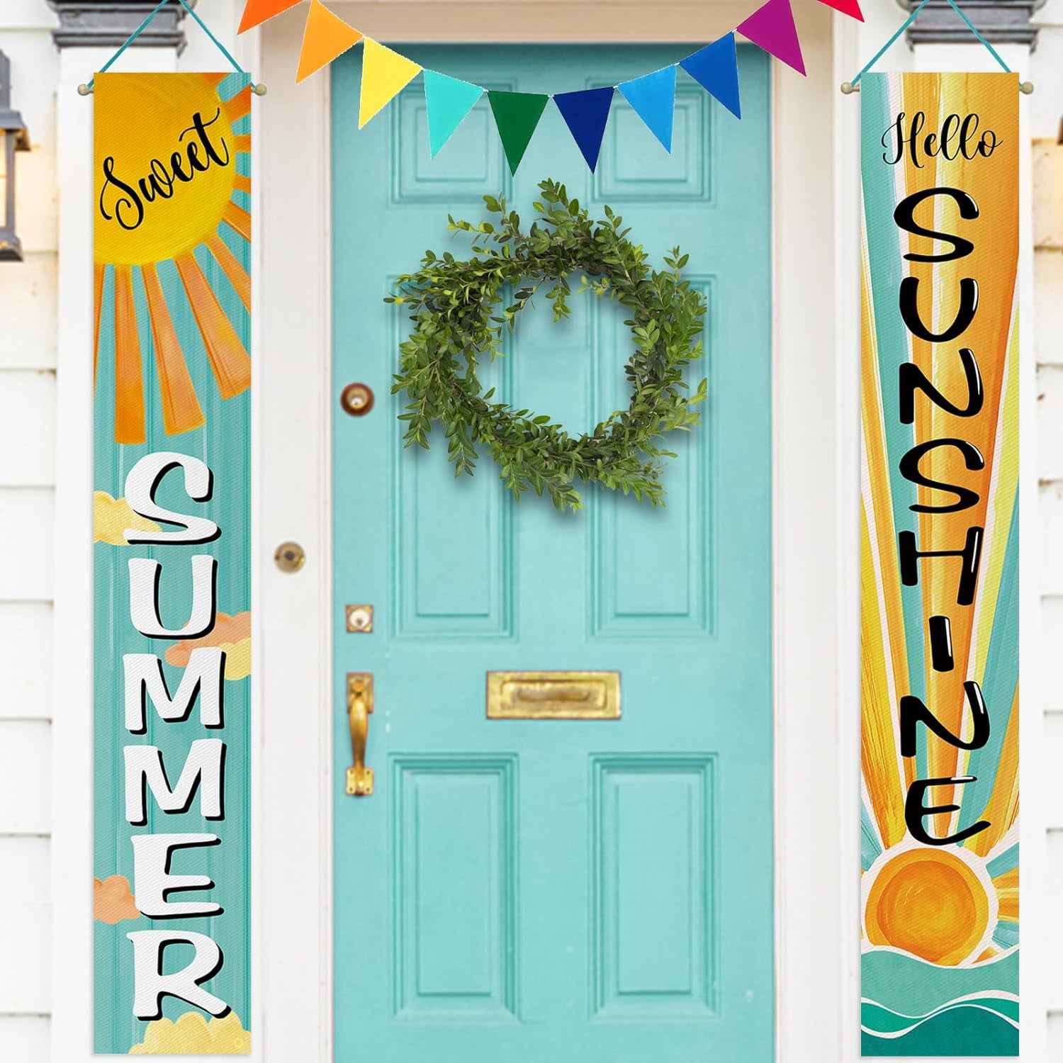 Sweet Summer Boho Sun Porch Sign Banner Hello Sunshine Sunrise Cloud ...