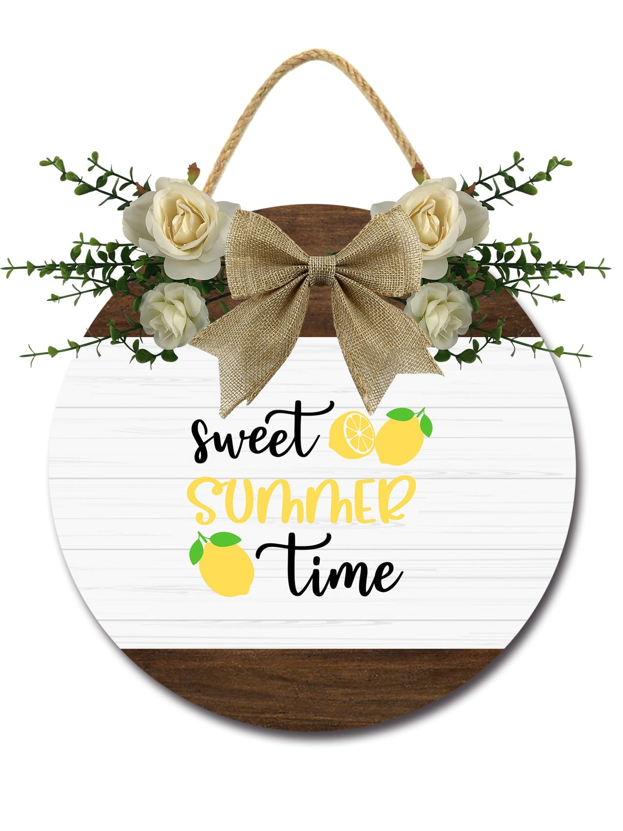 Sweet Summer Time Door Sign Home Decor Round Wood Wreaths Wall Hanging ...