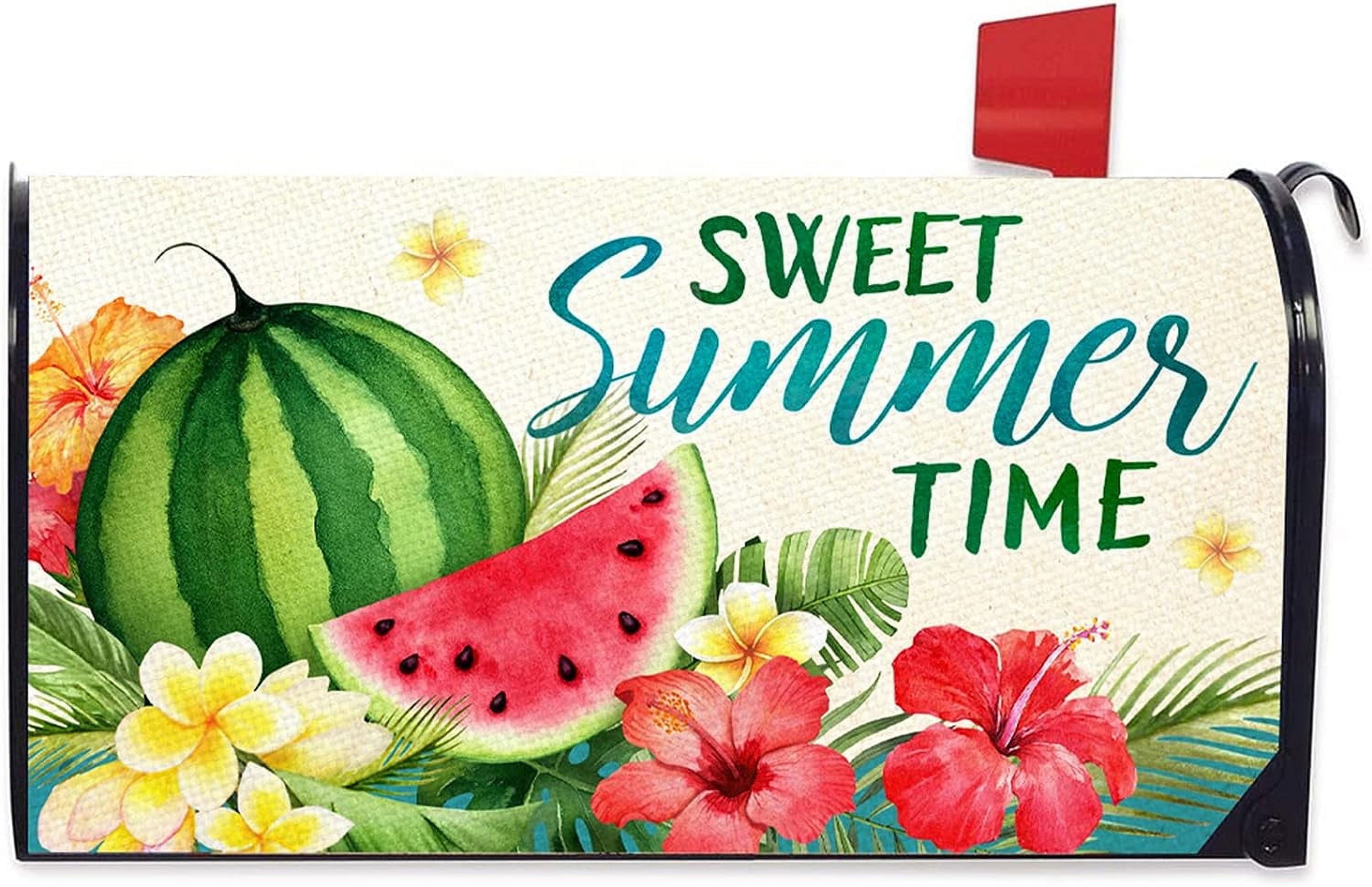Sweet Summer Time Watermelon Mailbox Cover Magnetic Standard Size 21" x ...