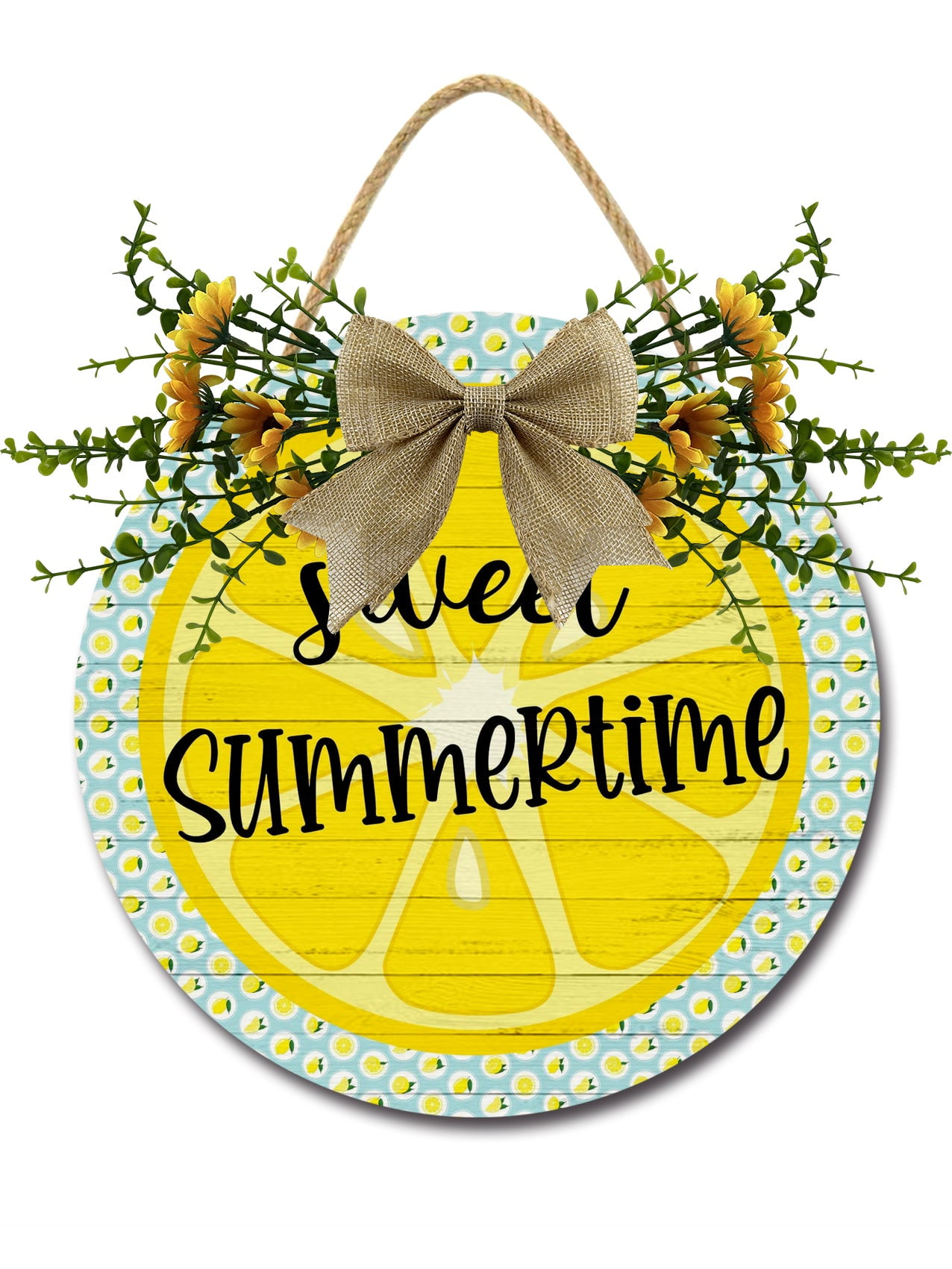Sweet Summertime Door Sign Home Decor Round Wood Wreaths Wall Hanging ...