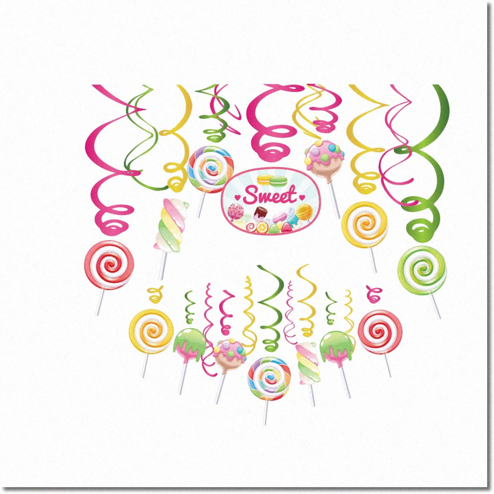Sweet Swirls Candyland Decor - Fun Hanging Lollipop & Sweet Decorations ...
