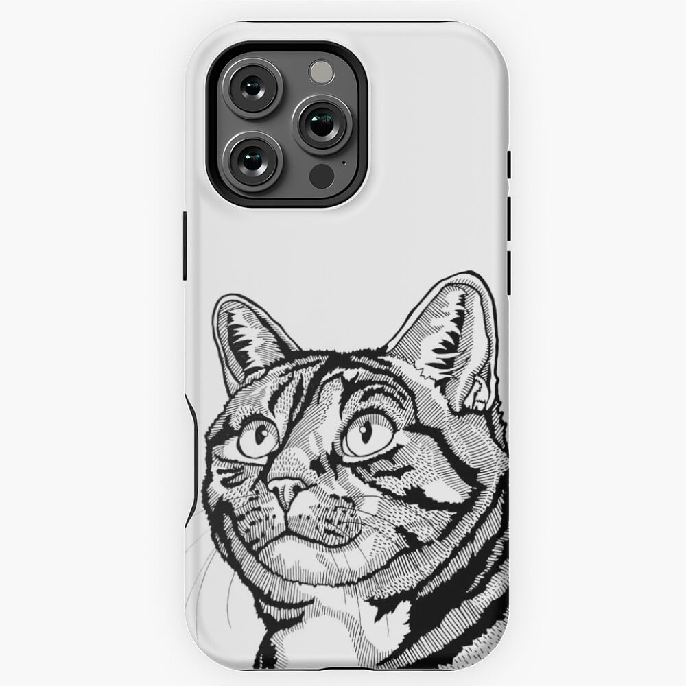 Sweet Tabby Cat Pop Art Line Drawing Phone Case for iPhone 17 through ...