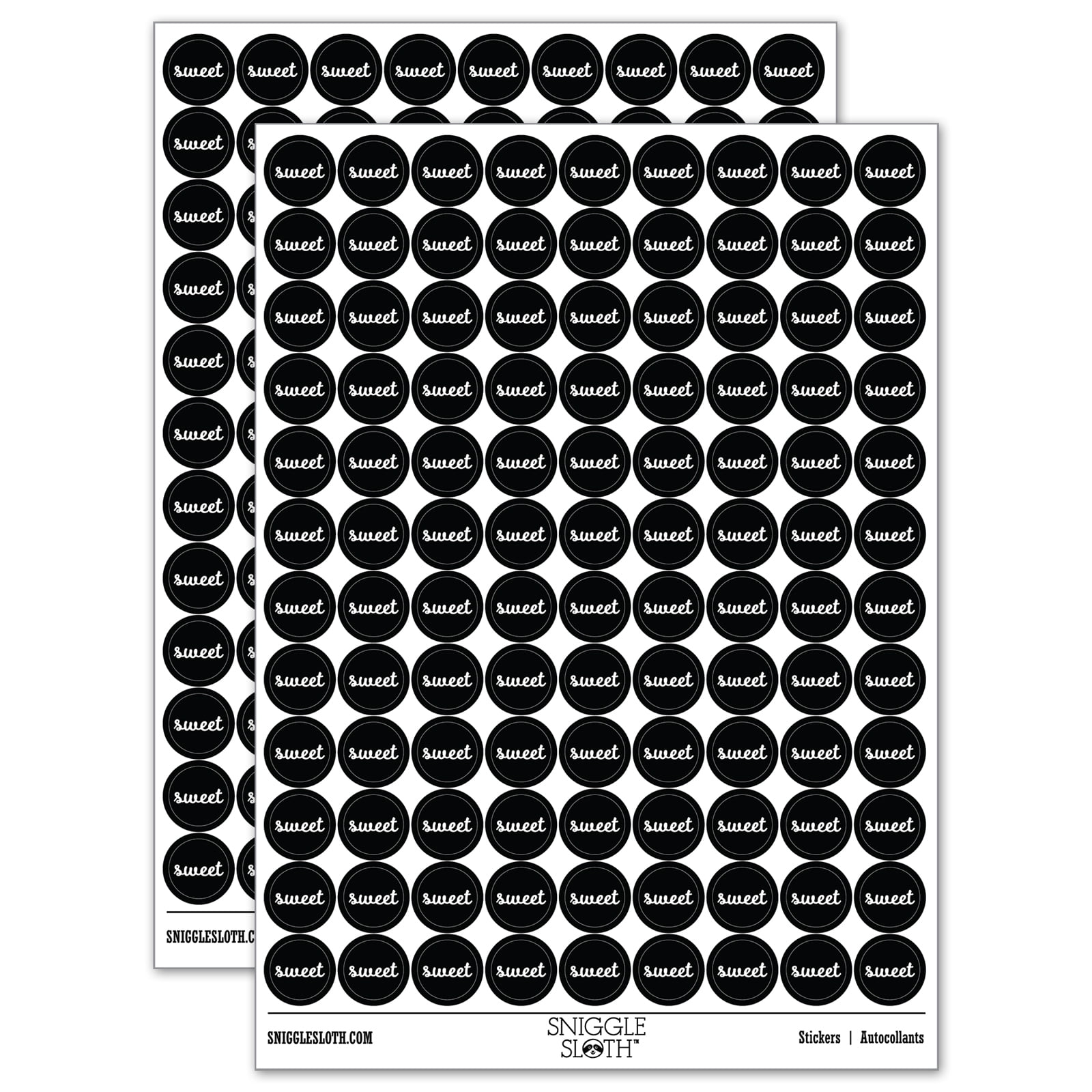 Sweet Text Cursive 200+ Round Stickers - Black - Matte Finish - 0.50 ...