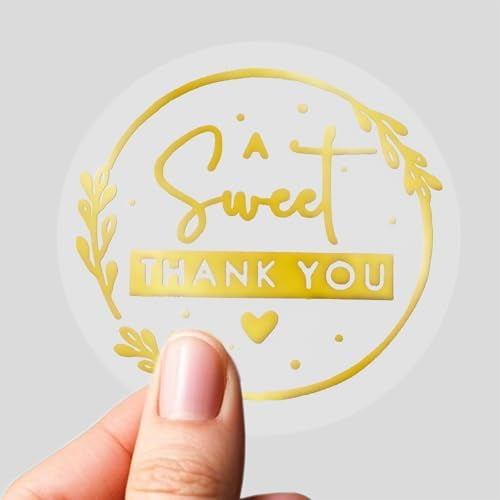 A Sweet Thank You Stickers, 100 PCS 1.6 in Gold Thank You Label , 3D ...