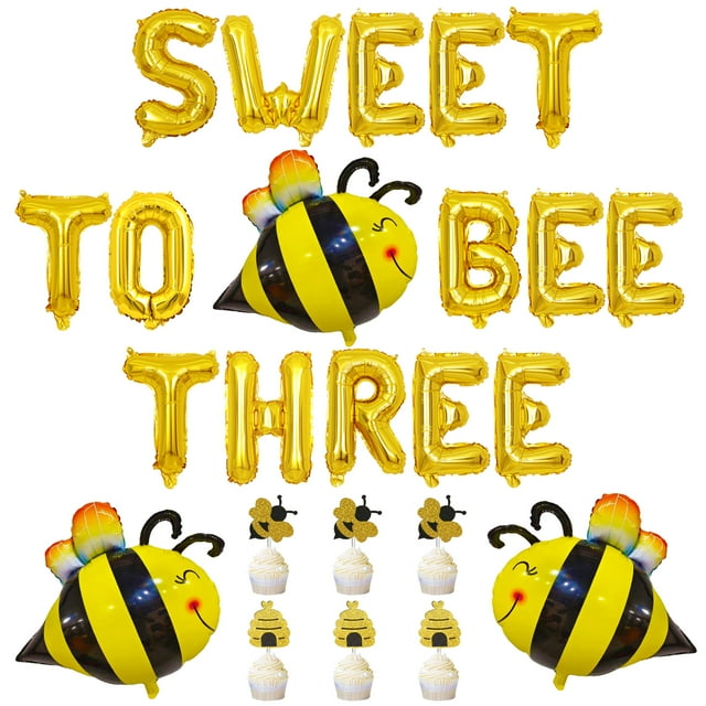 Sweet To Bee Three 3rd Birthday Party Decorations for Kids，SWEET TO BEE ...