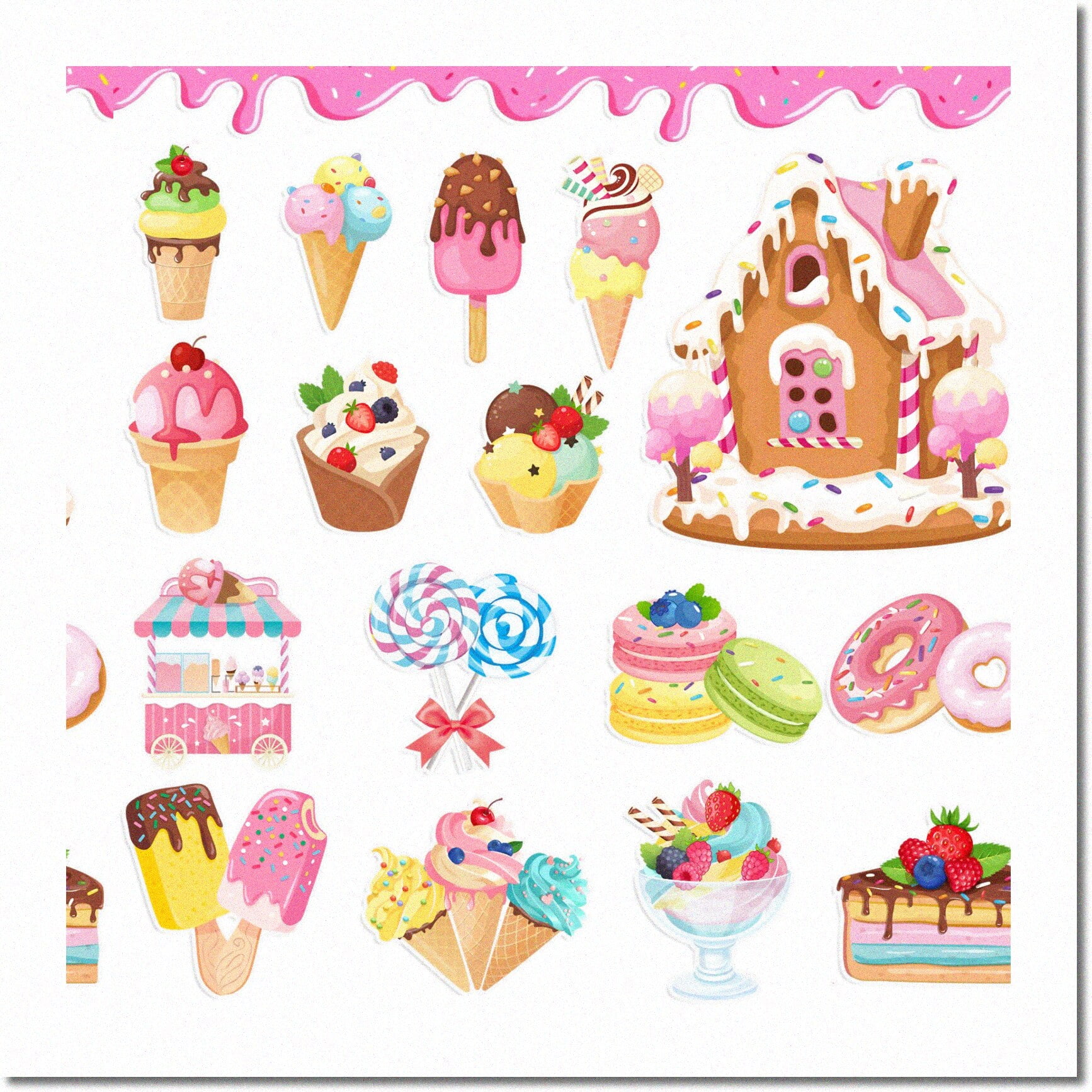 Sweet Treats Party Cutouts - 48 Pcs Candy, Ice Cream, Donut, Cupcake ...