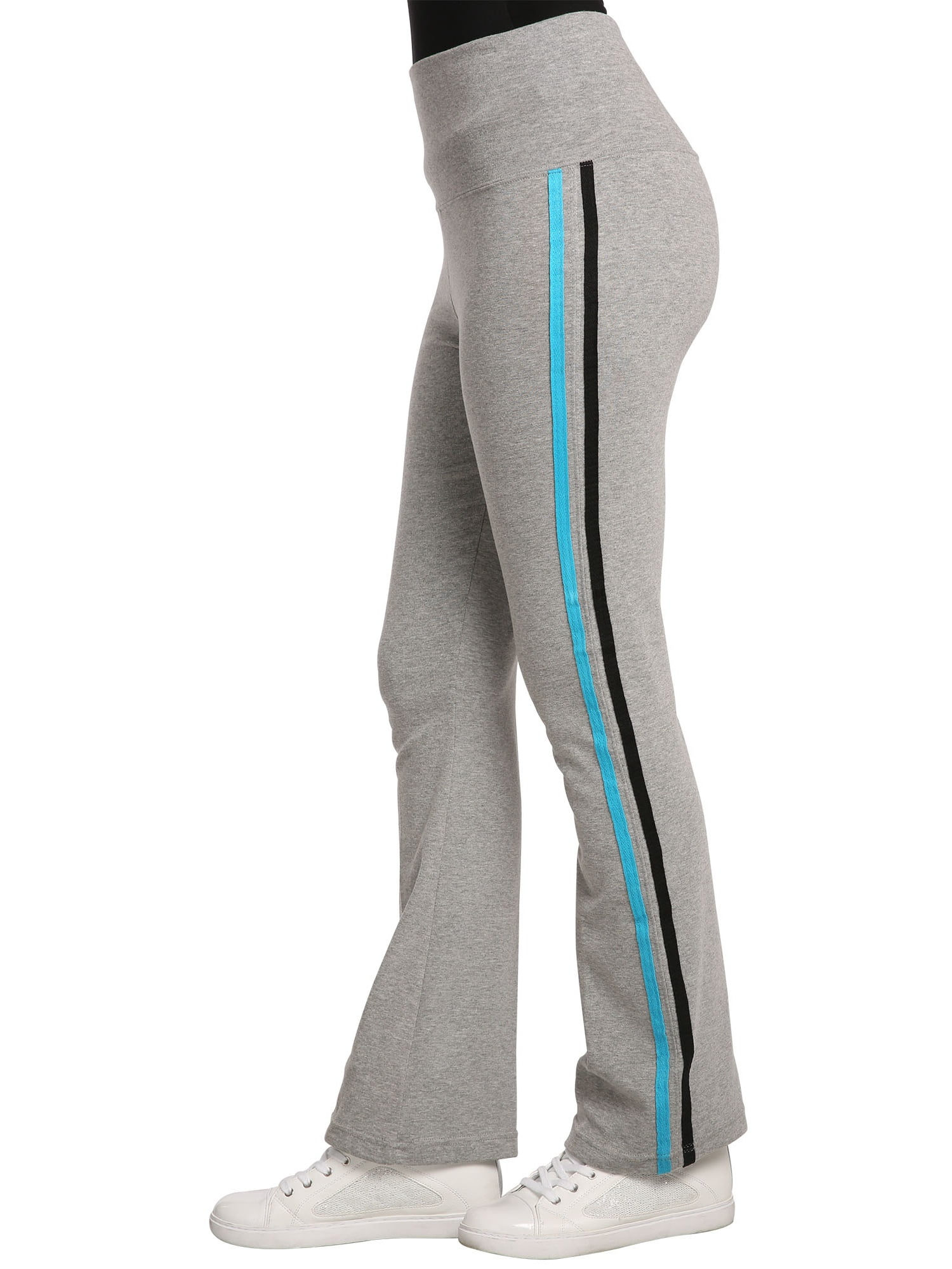 Sweet Vibes Womens Stretch Rib Sweatpants High Waist Contrast Color ...