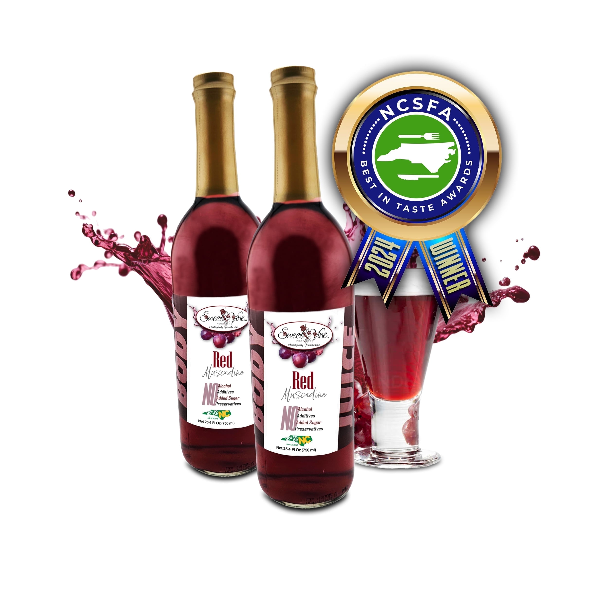 Sweet Vine Products Muscadine Juice, 2 - 24.5 Fl. Oz. Bottles, Shipping ...
