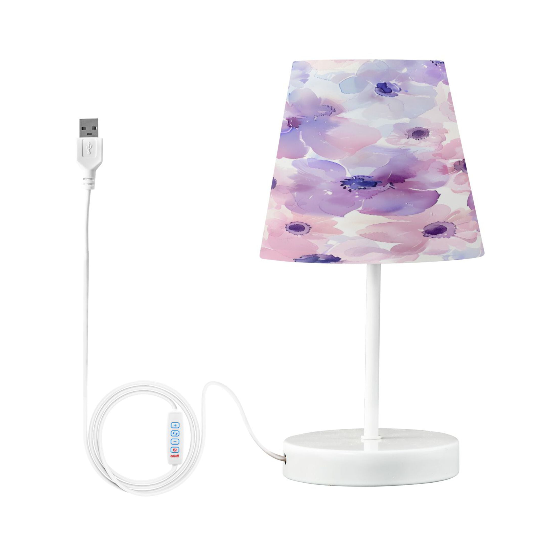 Sweet Watercolor Flower Desk Lamp LED Table Nightstand Lamps with 3 ...