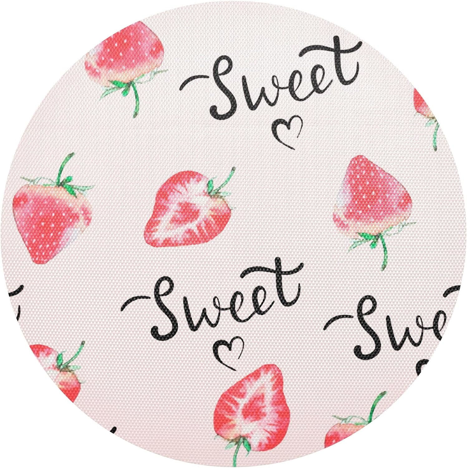 Sweet Watercolor Strawberry Round Place Mats Set of 1, Heat Stain ...