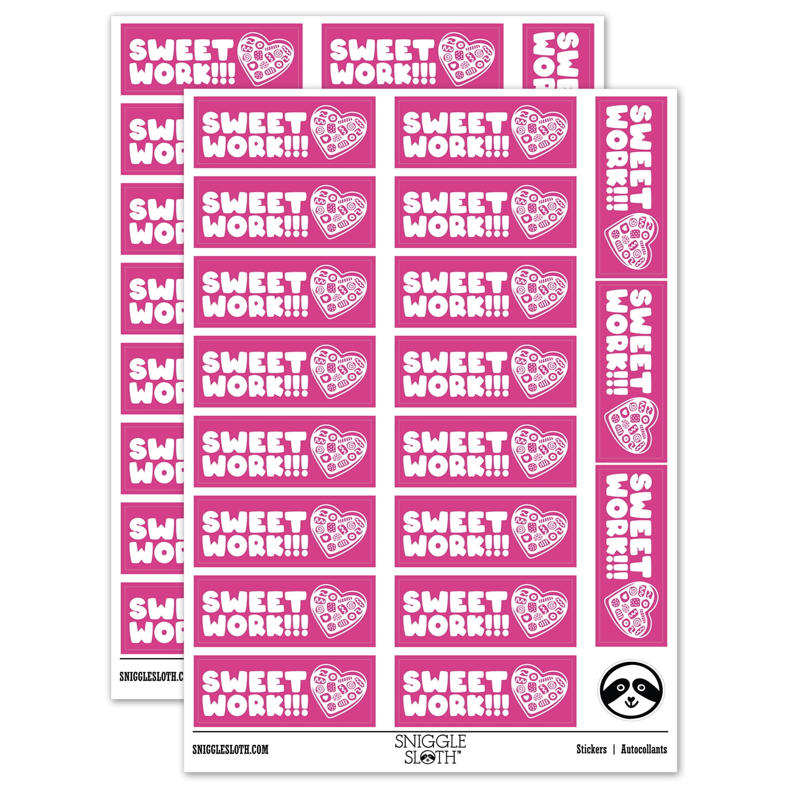 Sweet Work Candy Teacher Student School Sticker Set - Hot Pink - Matte ...