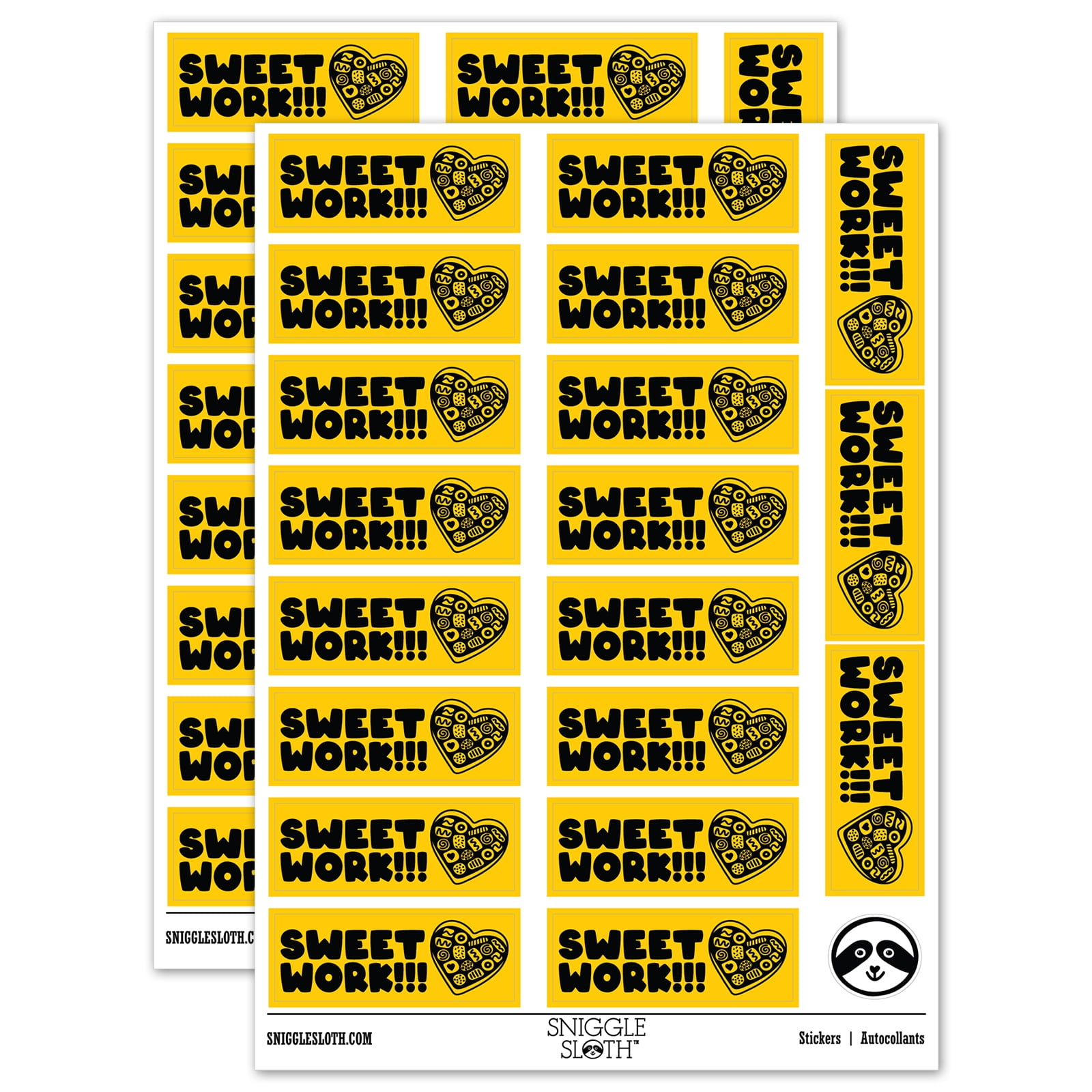 Sweet Work Candy Teacher Student School Sticker Set - Yellow - Gloss ...