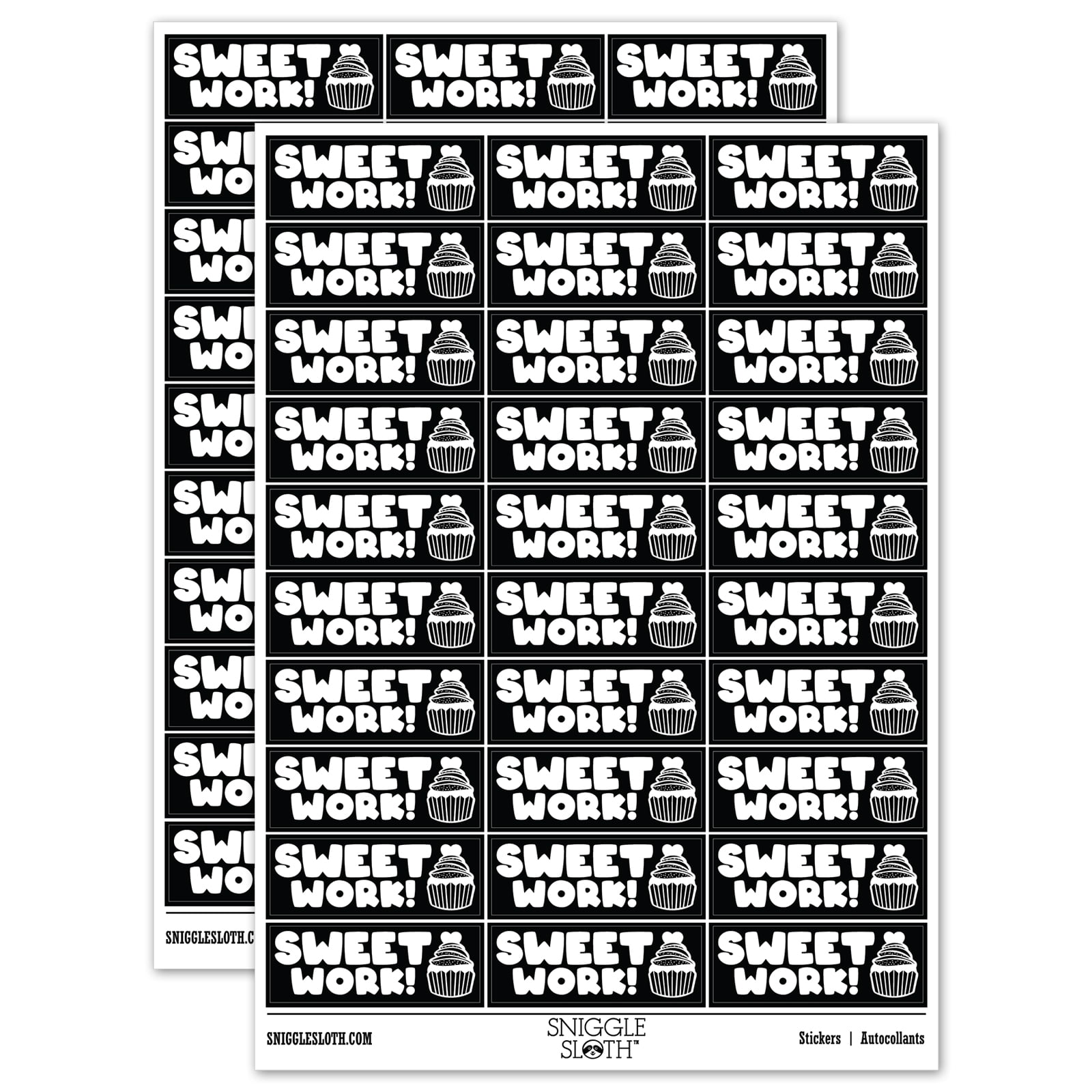Sweet Work Cupcake Teacher Student School Sticker Set - Black - Gloss ...