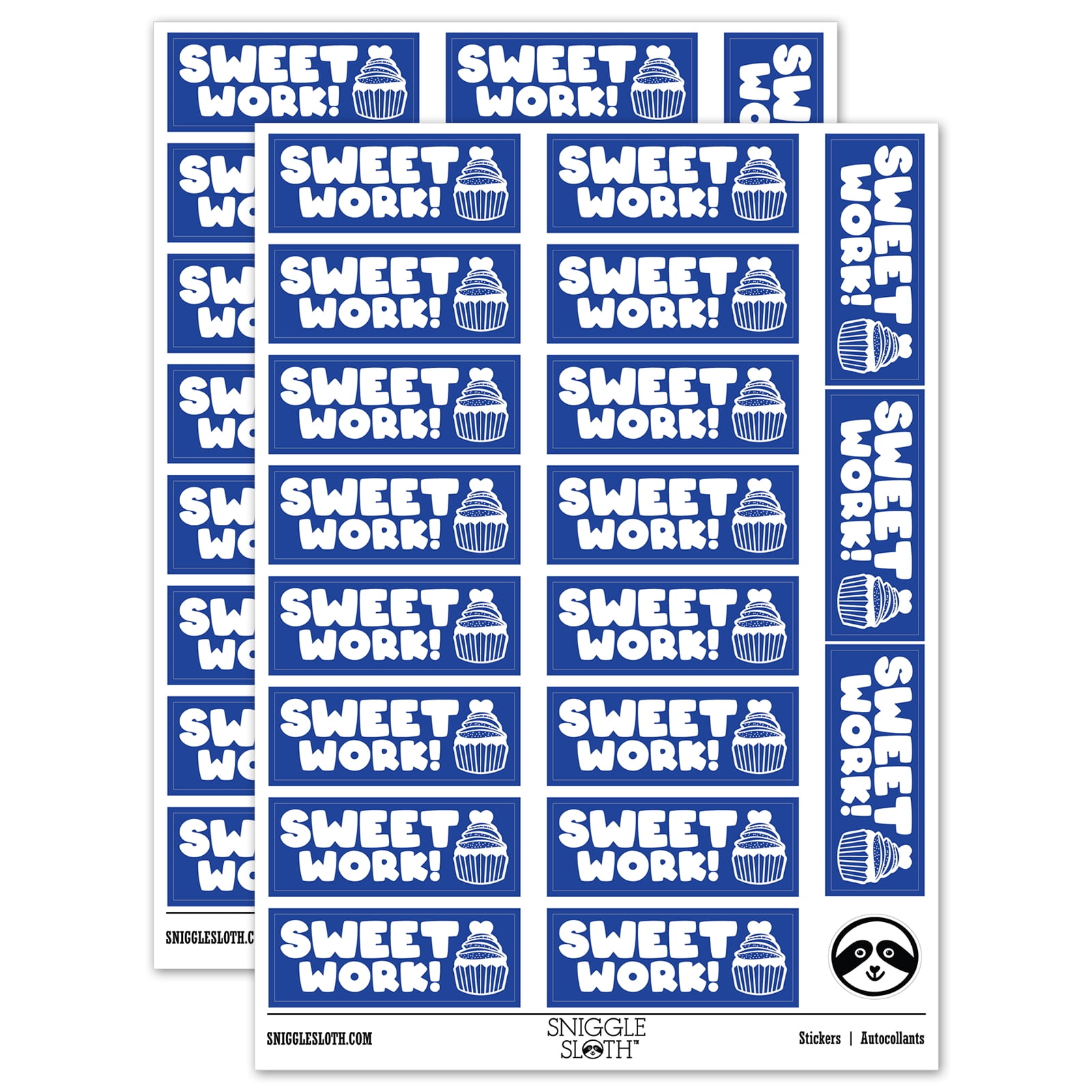 Sweet Work Cupcake Teacher Student School Sticker Set - Dark Blue ...