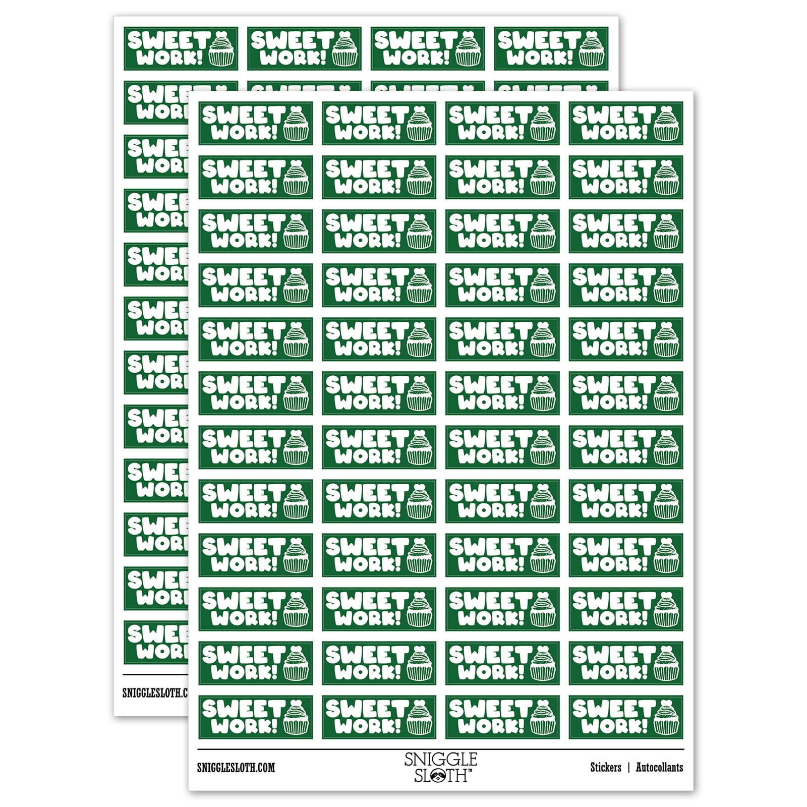 Sweet Work Cupcake Teacher Student School Sticker Set - Dark Green ...