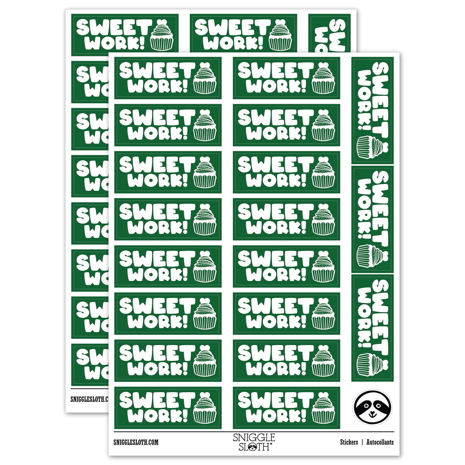 Sweet Work Cupcake Teacher Student School Sticker Set - Dark Green ...