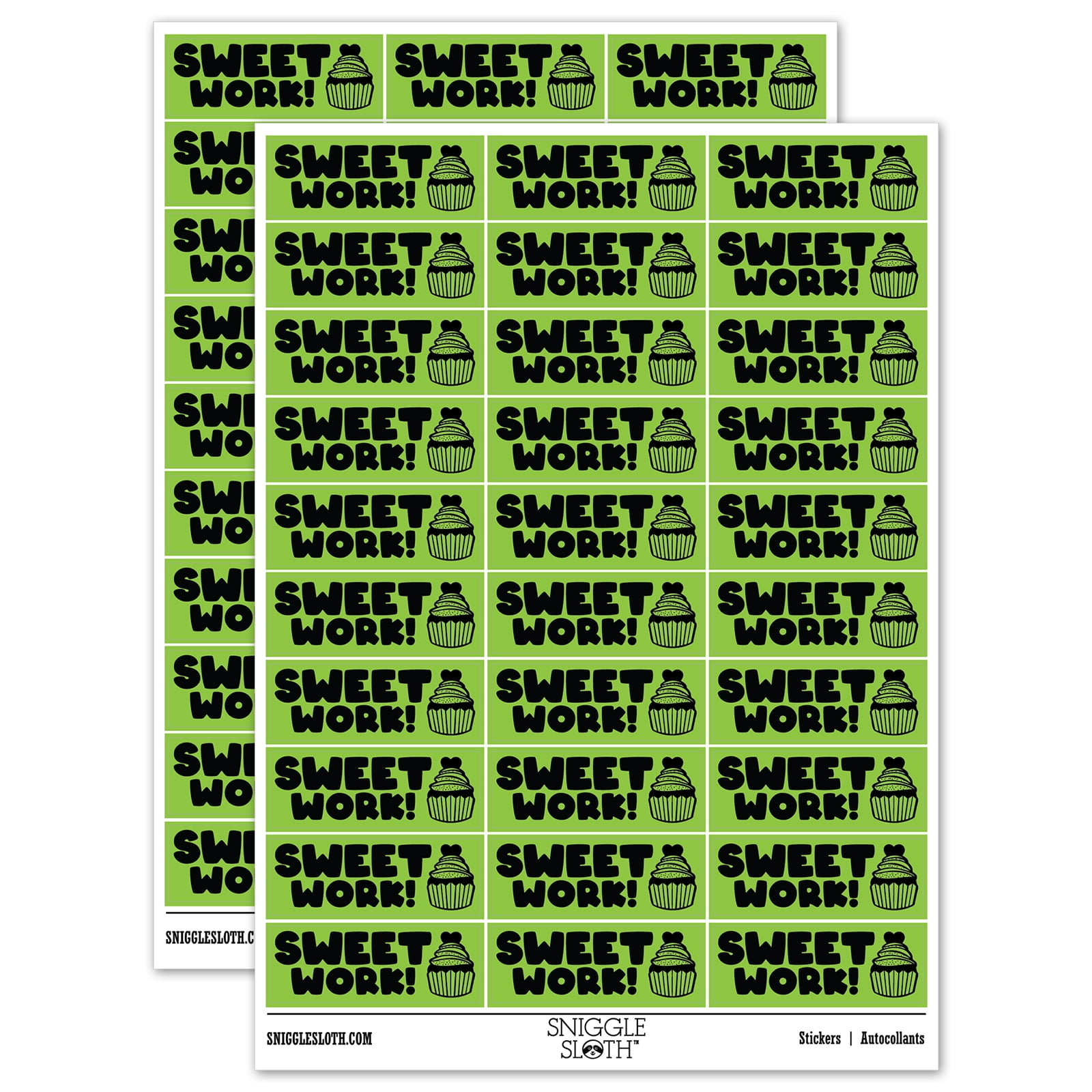Sweet Work Cupcake Teacher Student School Sticker Set - Light Green ...