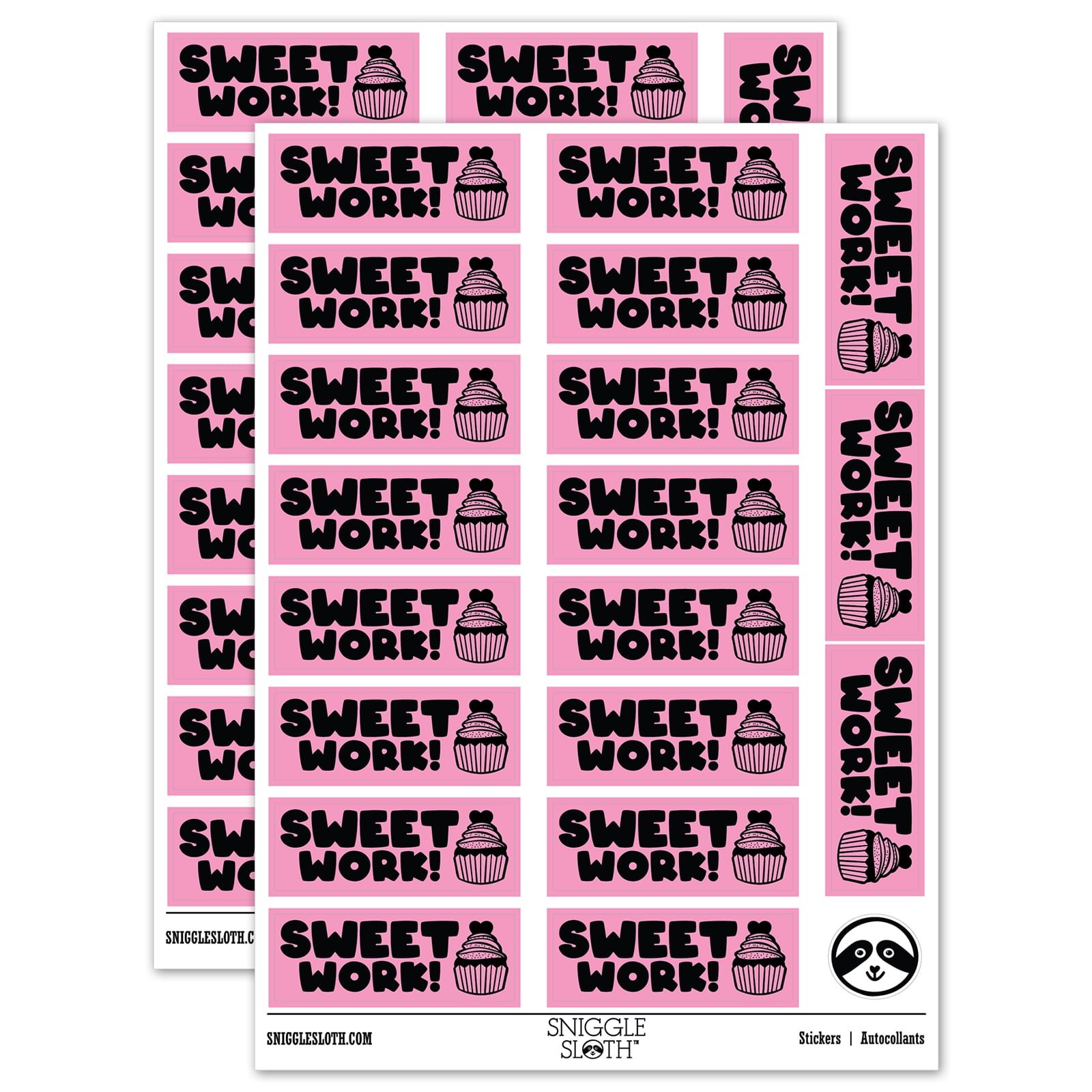 Sweet Work Cupcake Teacher Student School Sticker Set - Light Pink ...