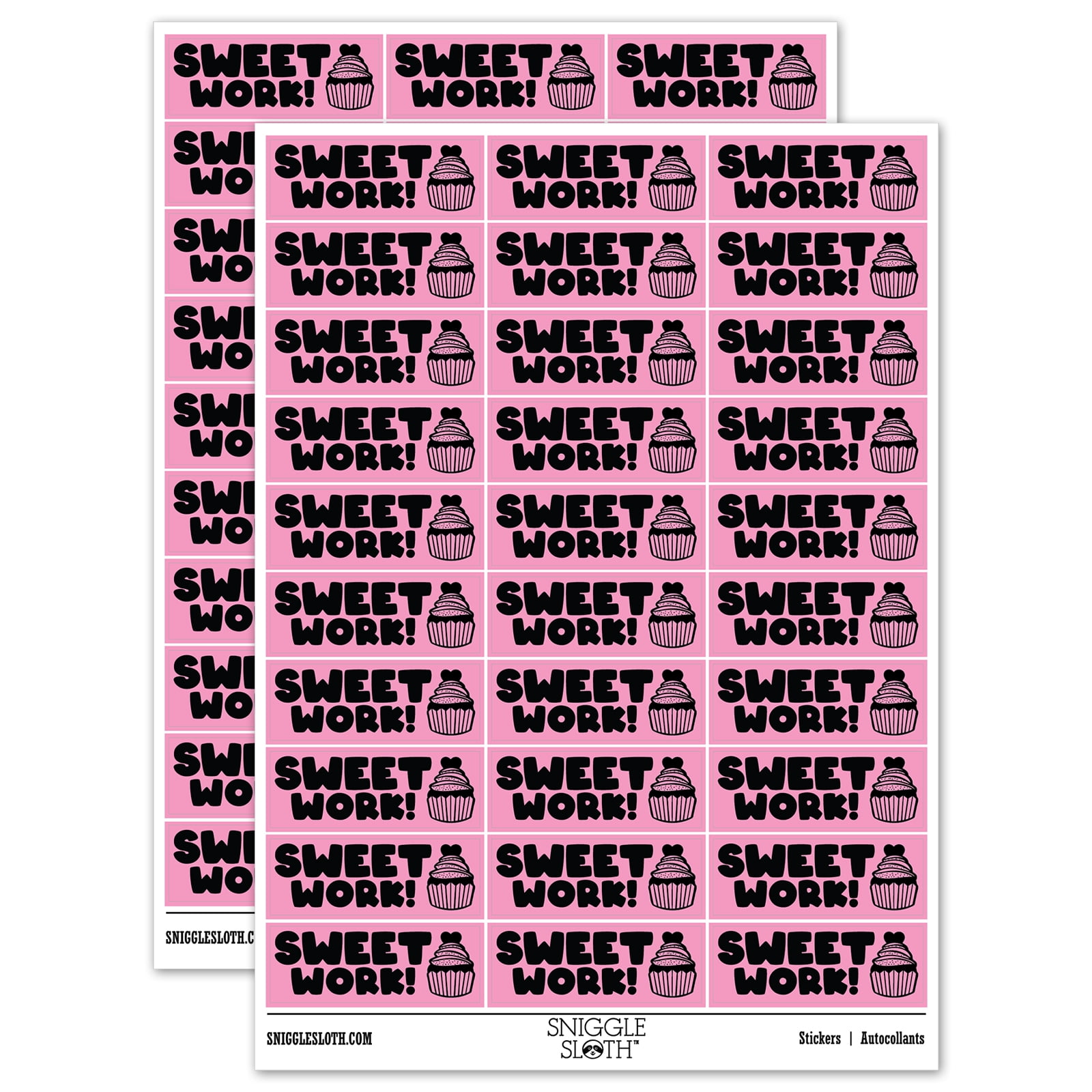 Sweet Work Cupcake Teacher Student School Sticker Set - Light Pink ...