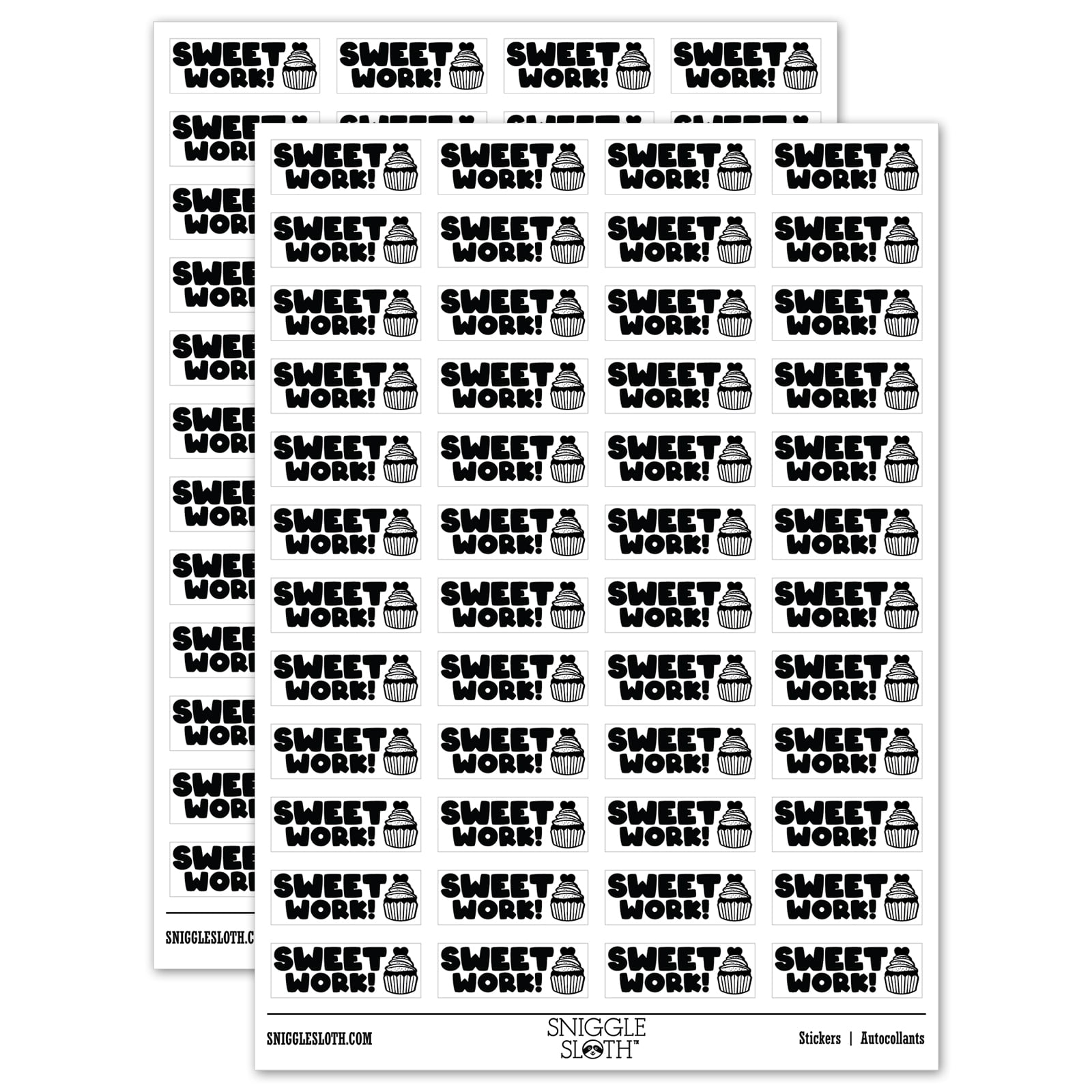 Sweet Work Cupcake Teacher Student School Sticker Set - White - Matte ...