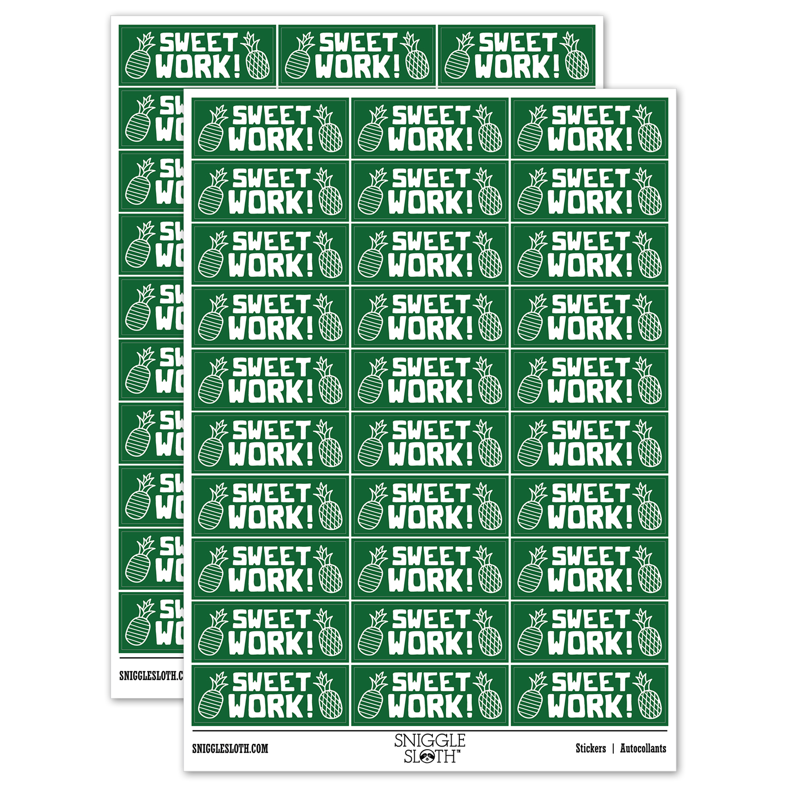 Sweet Work Pineapples Teacher Student School Sticker Set - Dark Green ...