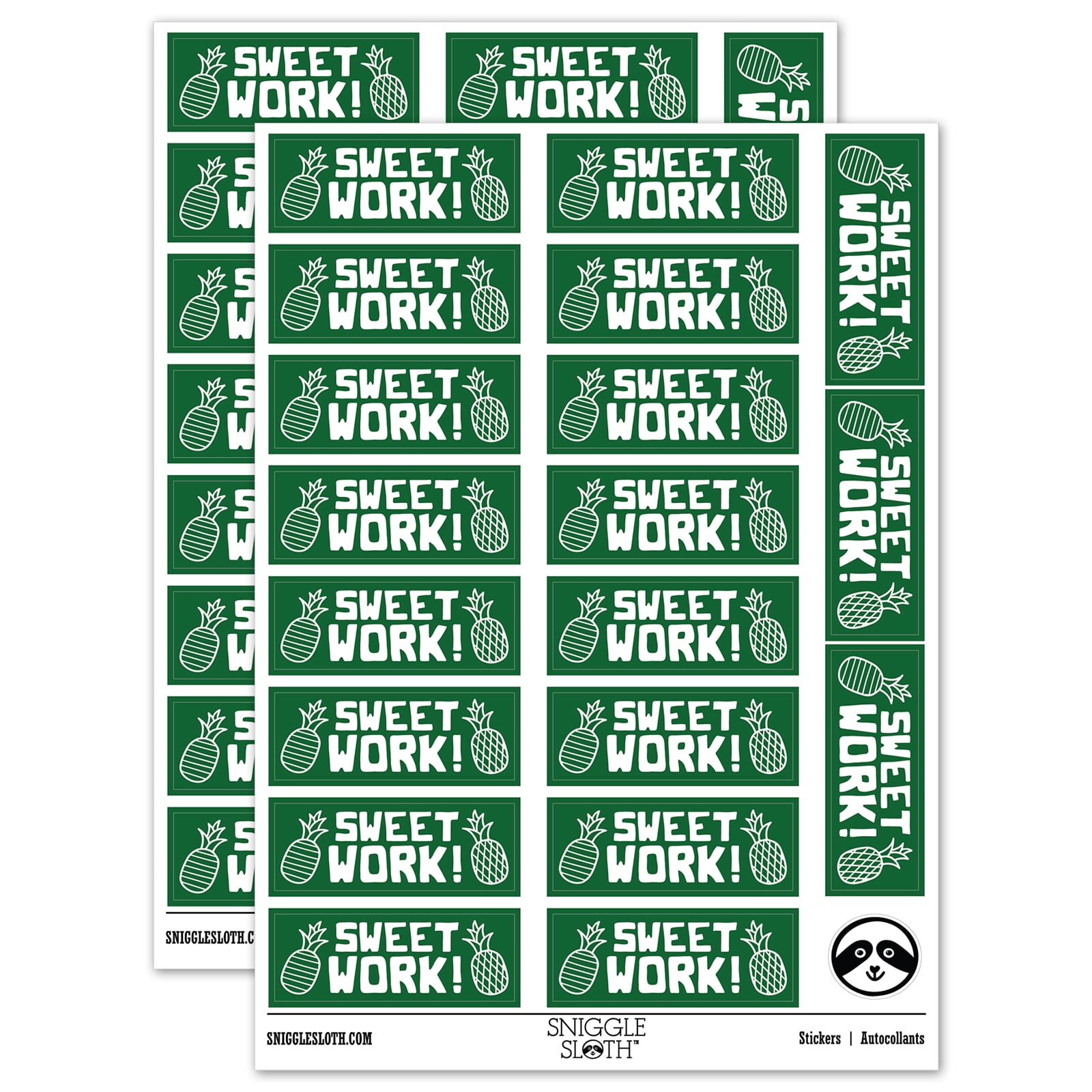 Sweet Work Pineapples Teacher Student School Sticker Set - Dark Green ...