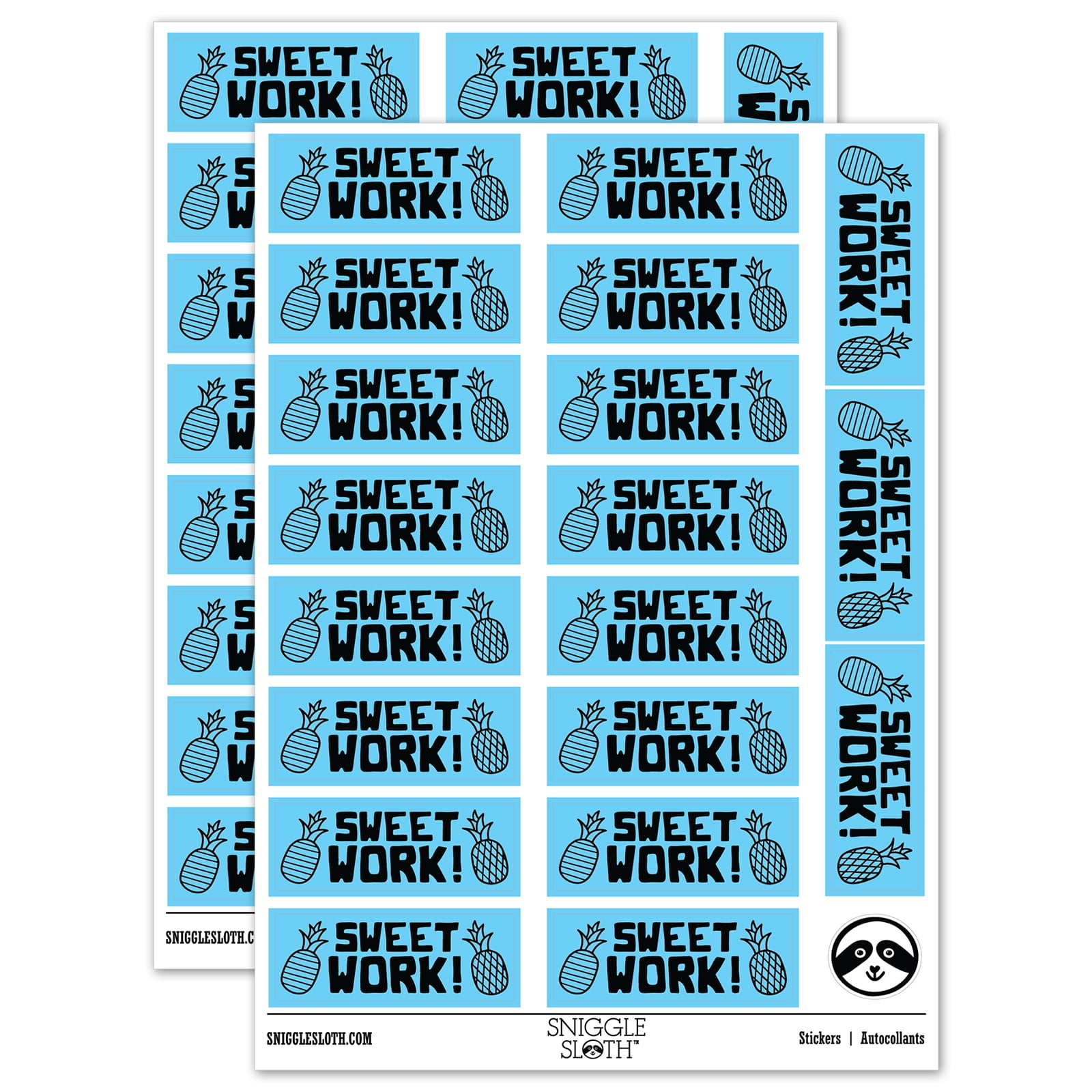 Sweet Work Pineapples Teacher Student School Sticker Set - Light Blue ...