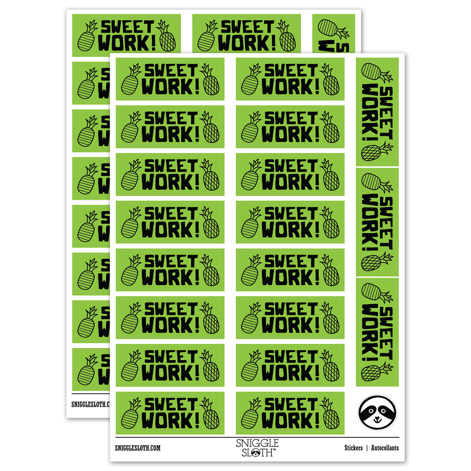 Sweet Work Pineapples Teacher Student School Sticker Set - Light Green ...