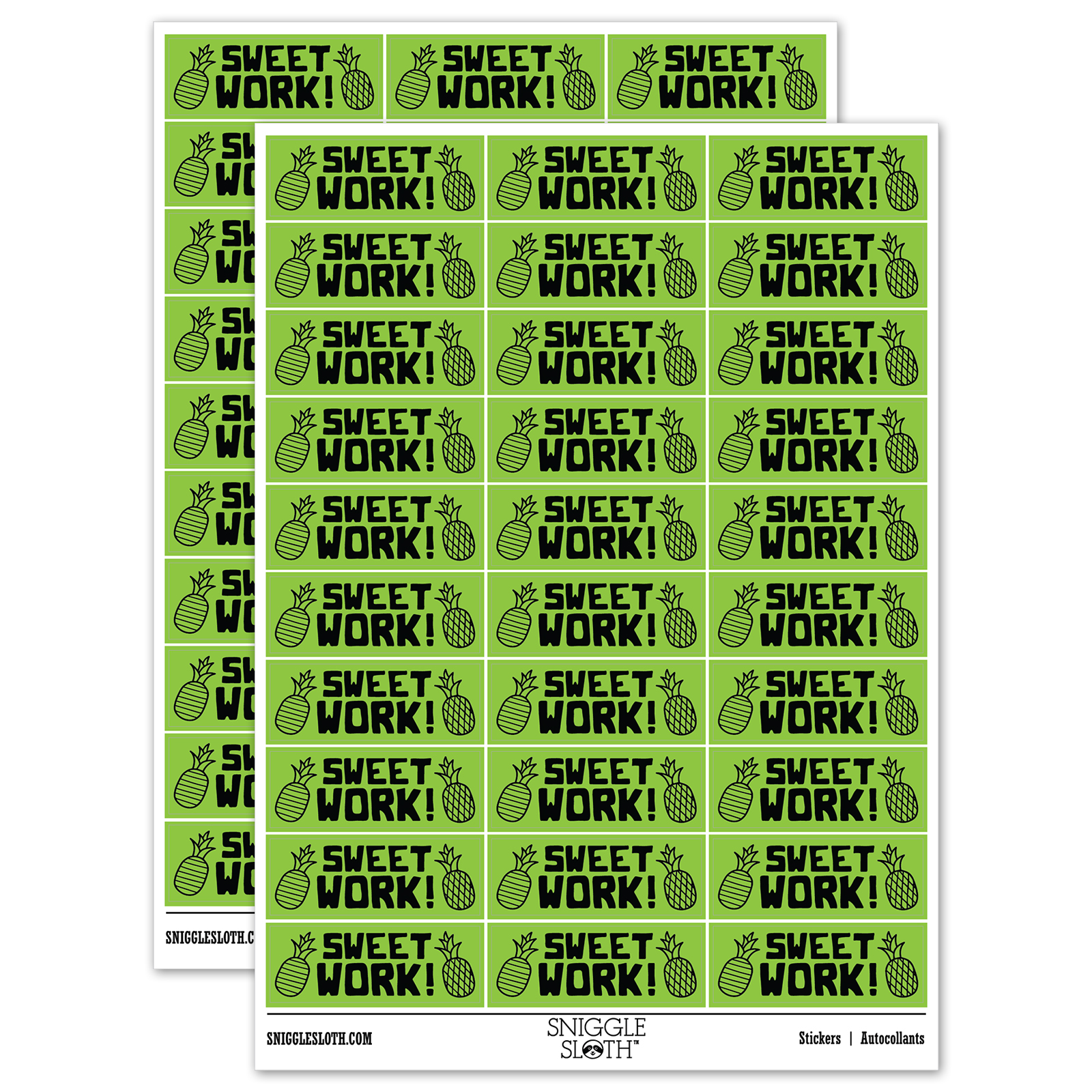 Sweet Work Pineapples Teacher Student School Sticker Set - Light Green ...