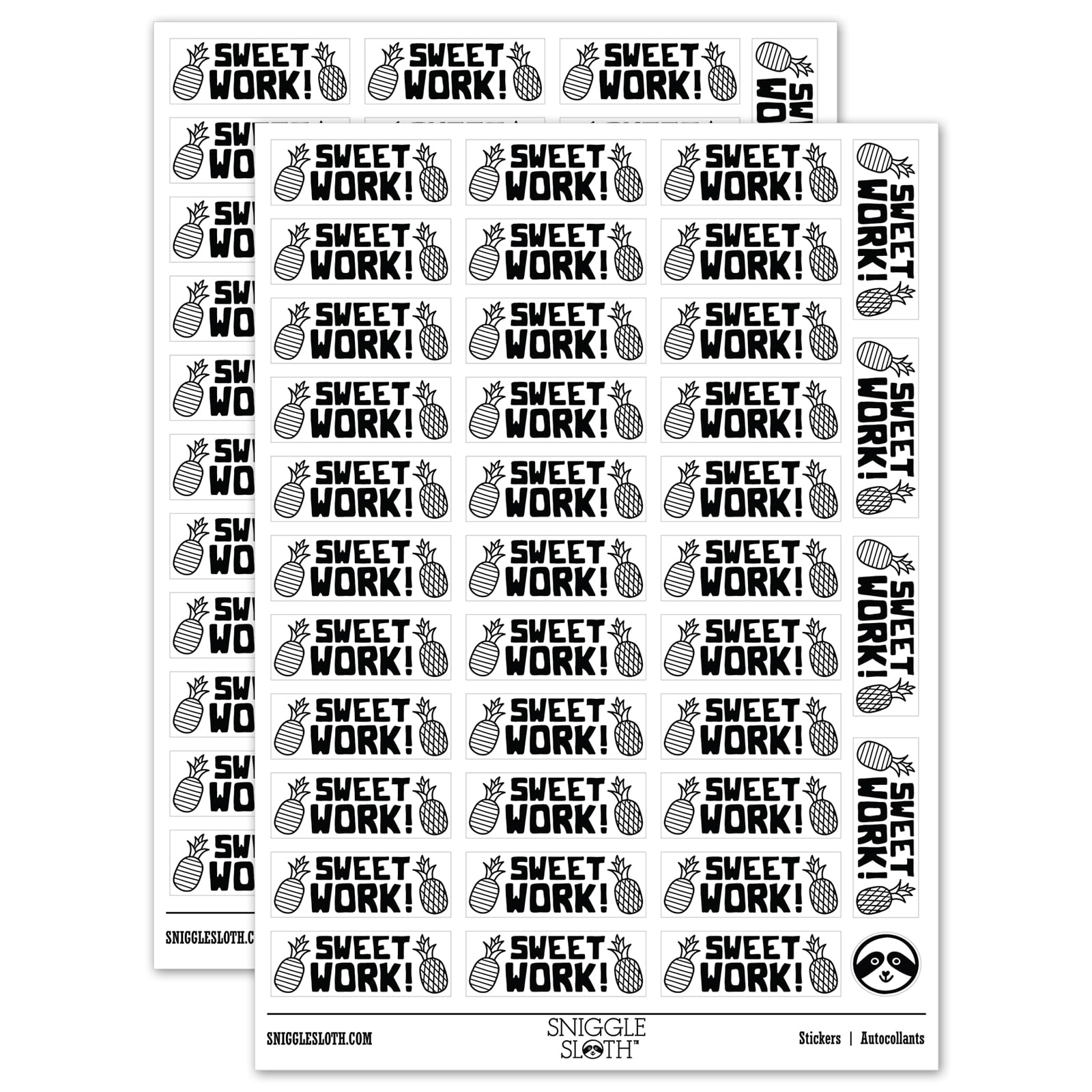 Sweet Work Pineapples Teacher Student School Sticker Set - White ...