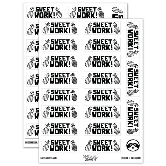 Sweet Work Pineapples Teacher Student School Sticker Set - White ...