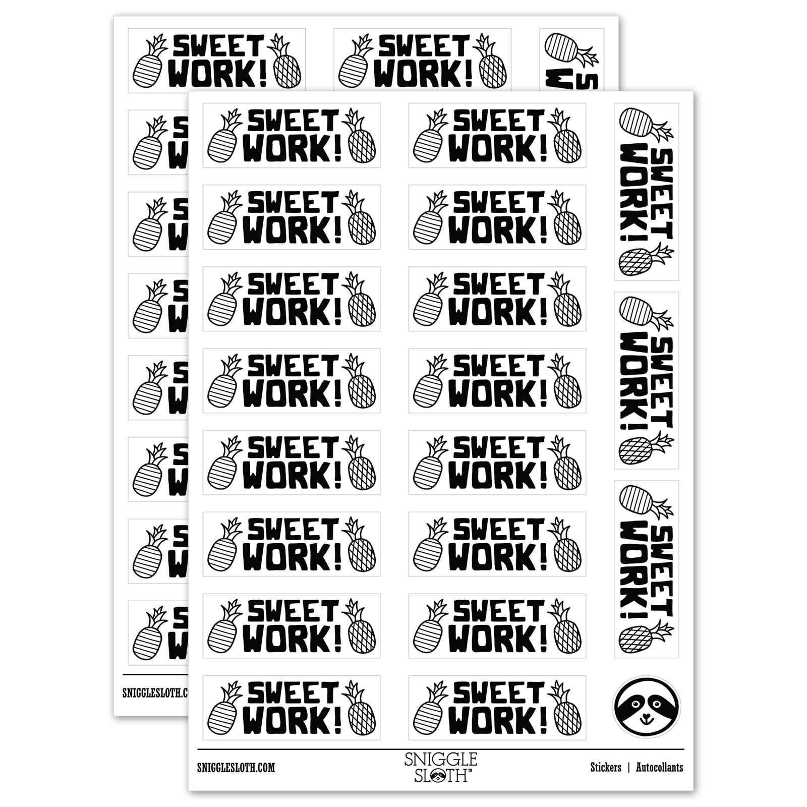 Sweet Work Pineapples Teacher Student School Sticker Set - White ...