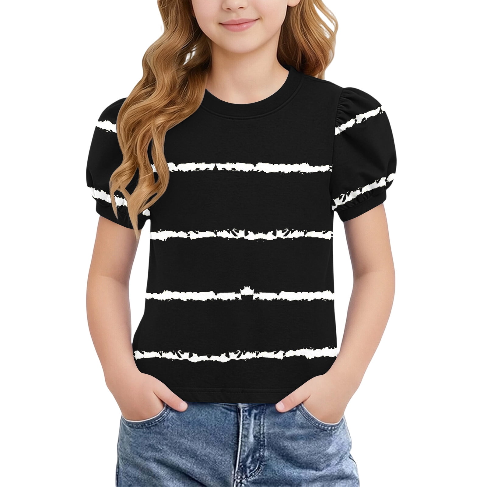 Sweet and Cute Big Kids Clothing for 2026 Summer Casual Puff Sleeve ...