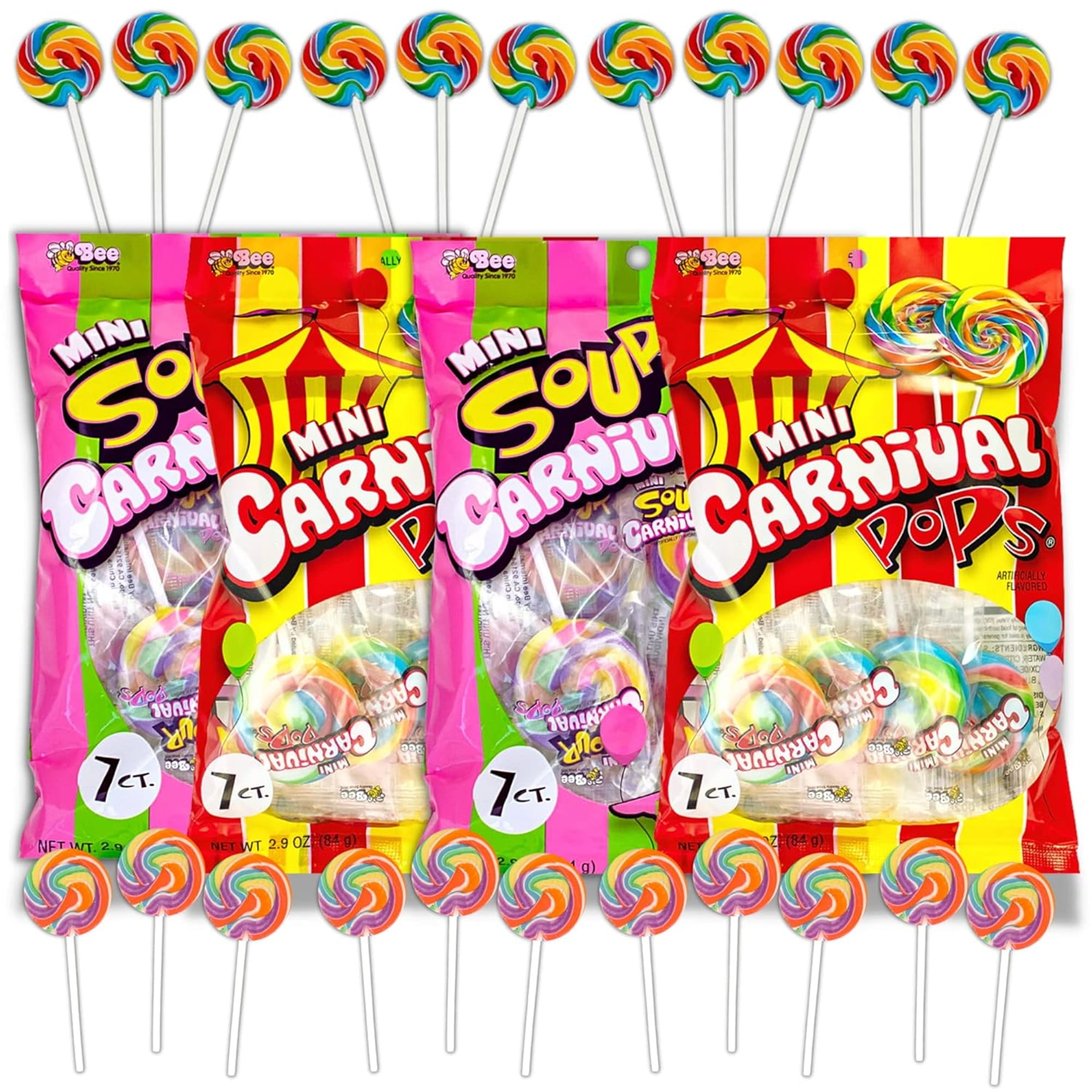 Sweet and Sour Mini Carnival Pops, Birthday Party Candy, Pack of 4, 2 ...