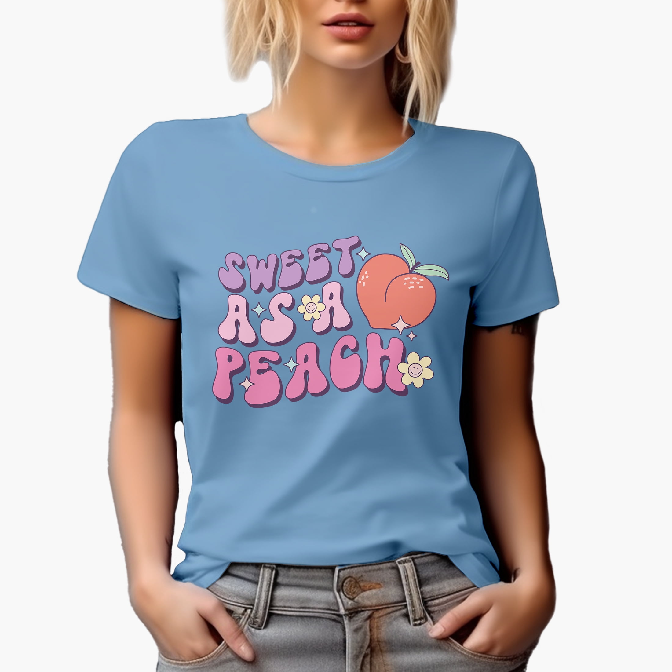 Sweet as a Peach, Retro Groovy Wavy Valentine's Day Text Art Merch Gift ...