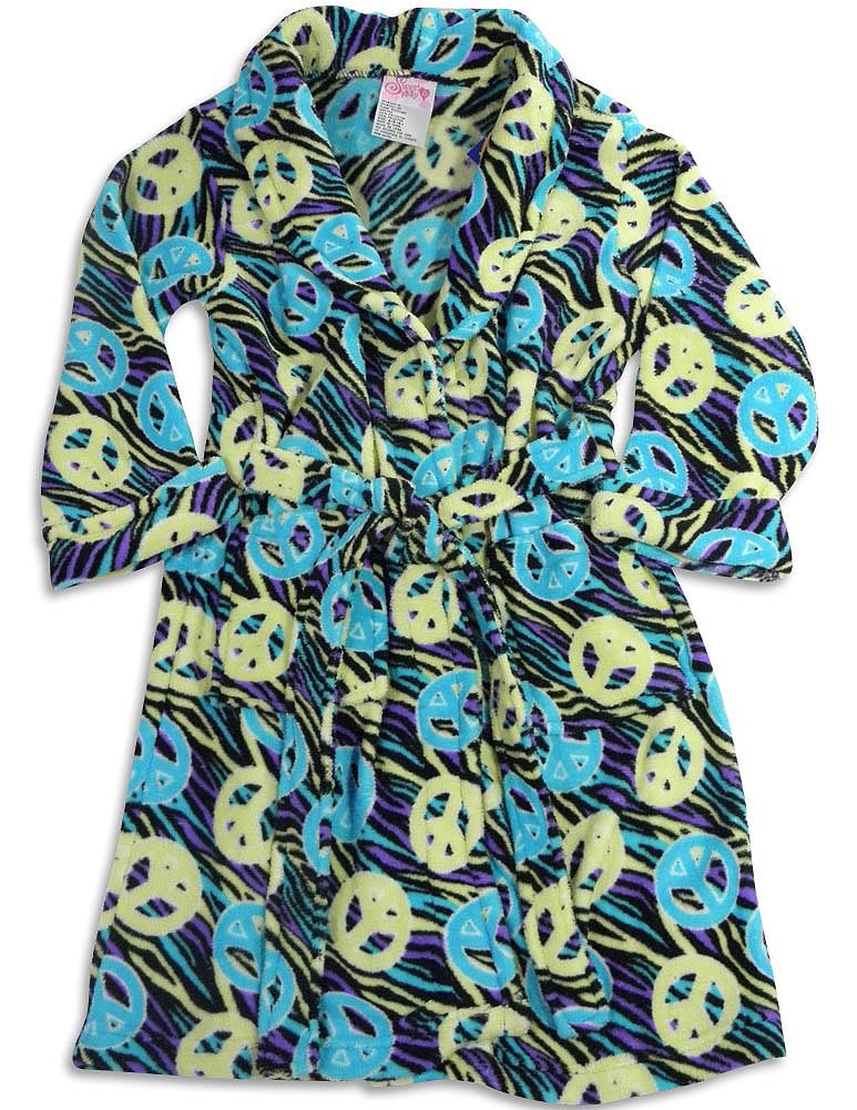 Sweet n Sassy - Little Girls' Peace Signs Robe 27495-4/5 (Blue Peace ...