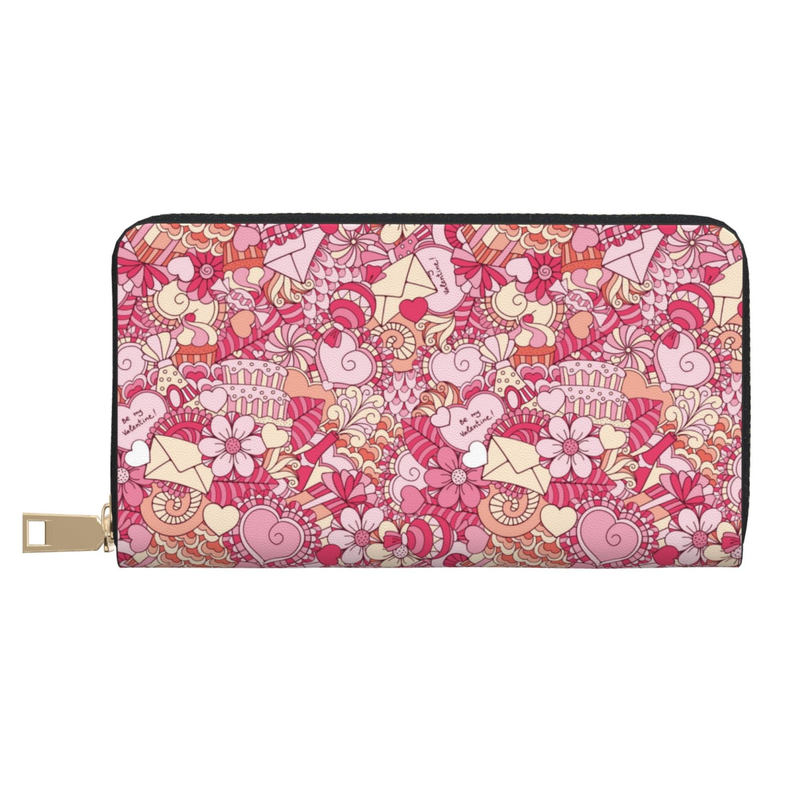 Sweet pink Wallet Women, Leather Bifold Multi Card Wallet, Women's ...