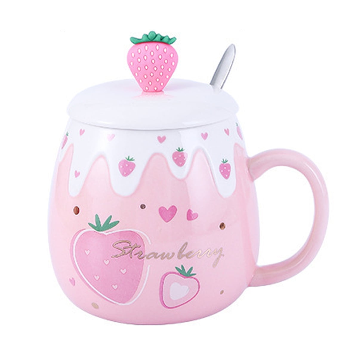 Sweet strawberry cup Pink coffee cup Ceramic Kawaii Cup Morning Tea ...