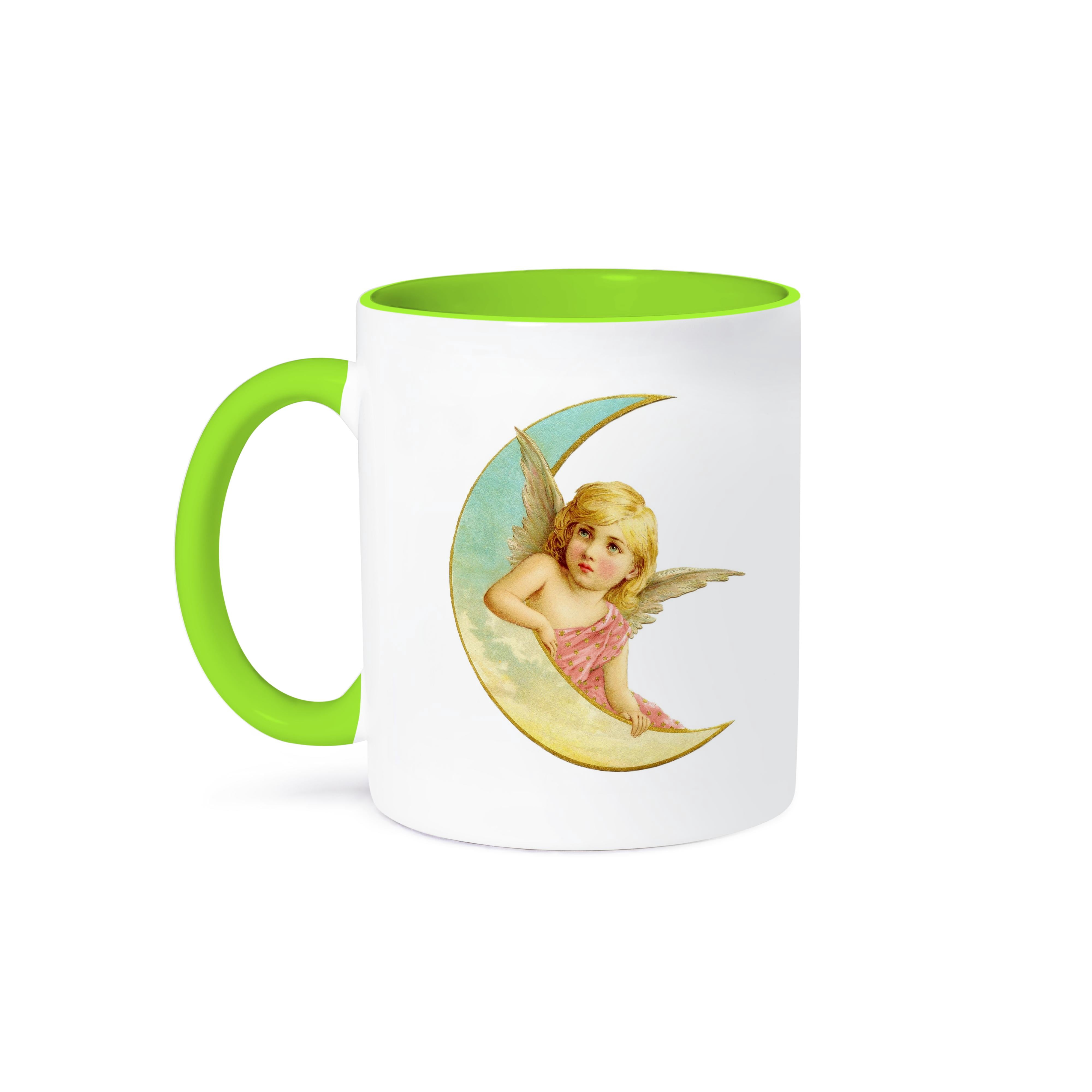 3dRose, Sweet vintage angel on crescent moon cute pink dress cherub ...