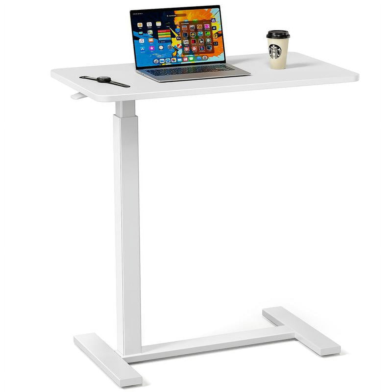 SweetFurniture Small Mobile Rolling Standing Desk Overbed Table Teacher Podium with Wheels Adjustable Work Table Rolling Desk Laptop Computer