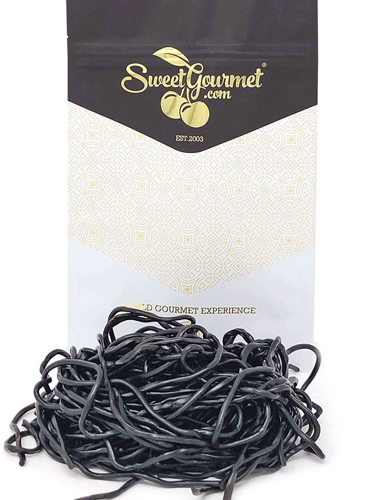 SweetGourmet Black Licorice Laces, Dutch chewy licorice ropes, 1 pound ...