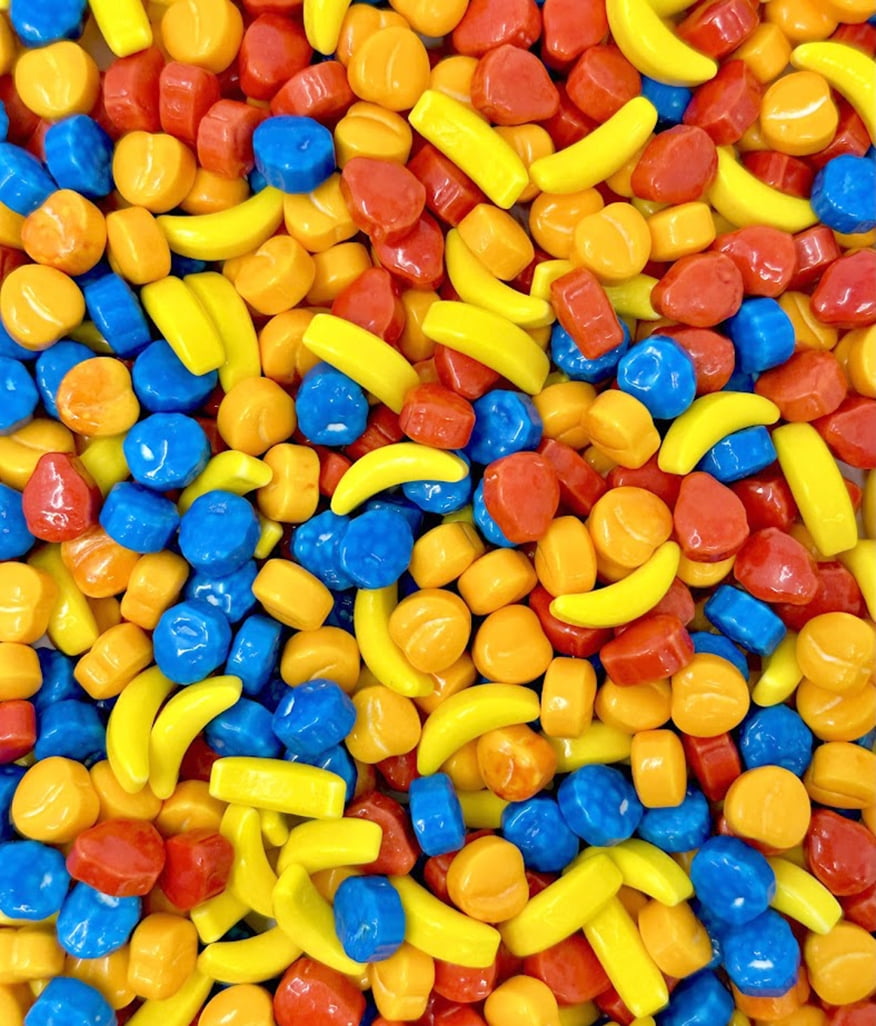 SweetGourmet Fruit Shaped Pressed Coated Hard Candy | Peach, Blueberry, Strawberry, Banana | 3 ...