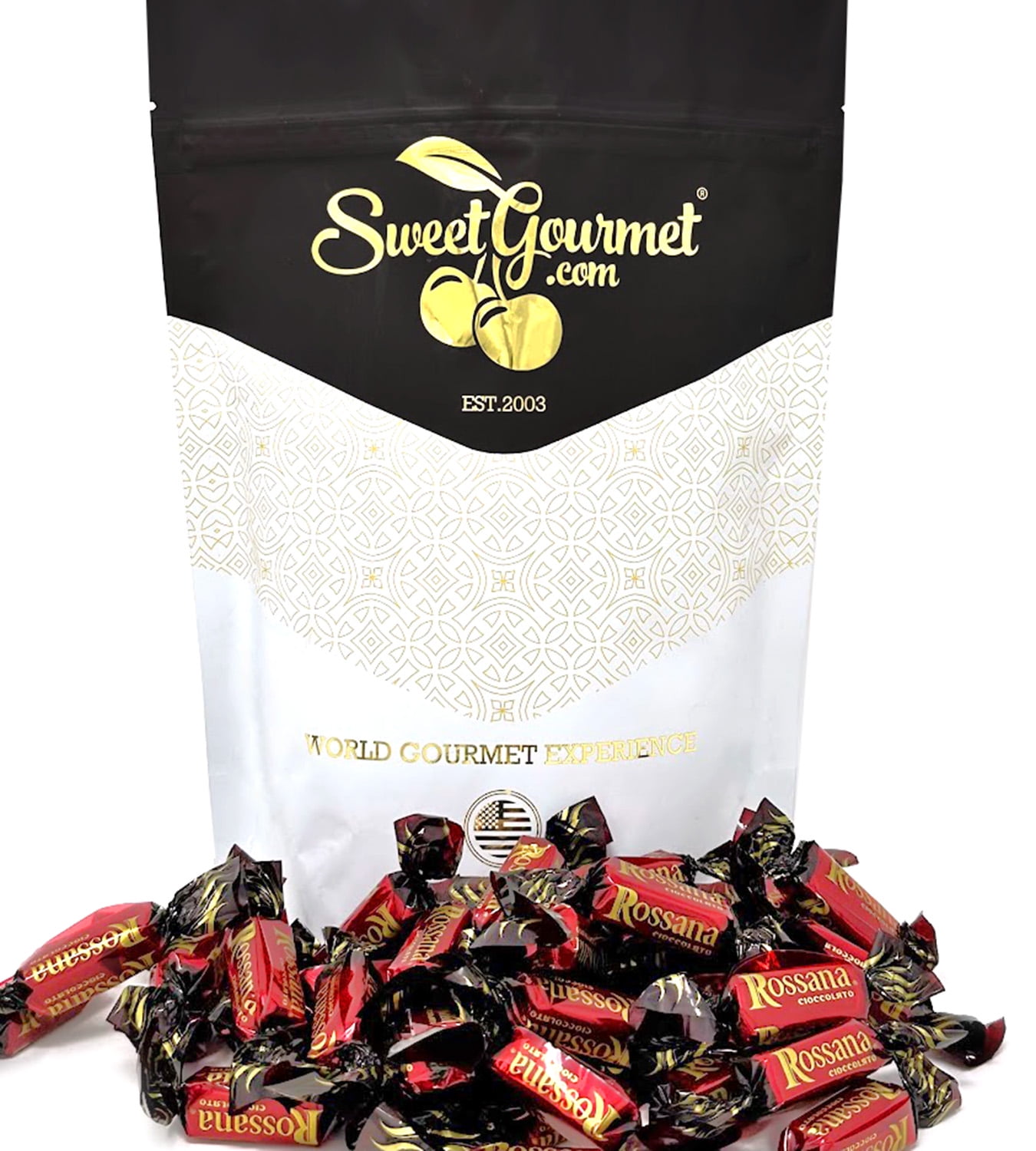 SweetGourmet Chocolate Rossana Premium Italian Filled Hard Candy Bulk ...