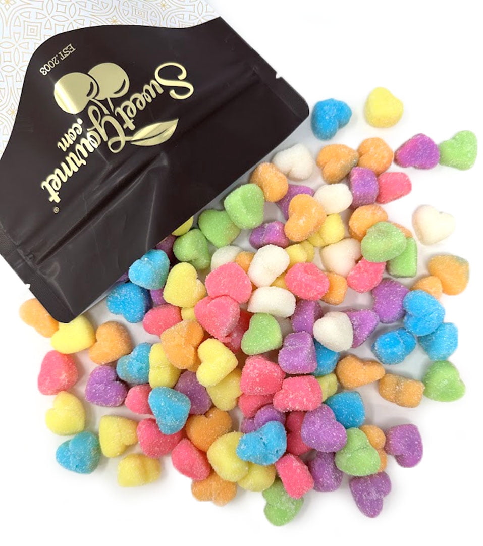 SweetGourmet Heart-Shaped Assorted Fruit Gummy Candy Dusted with Sugar ...