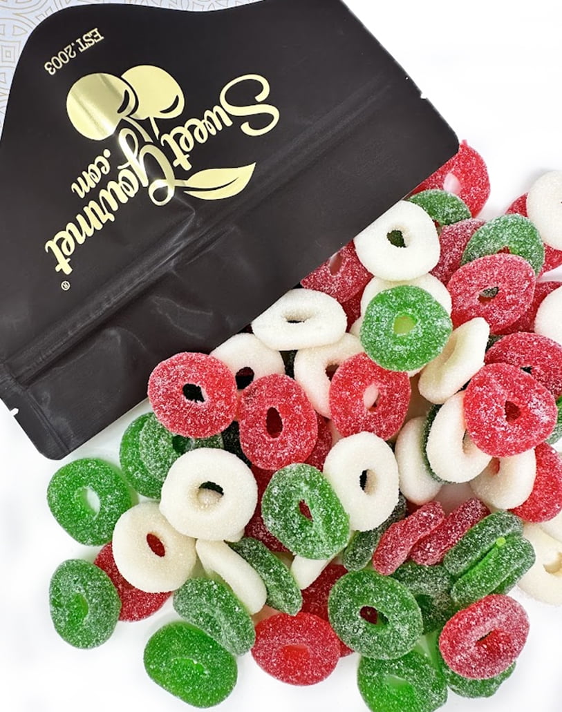 SweetGourmet Gummy Christmas Sugar Rings Candy | Red, Green, White | 2 ...