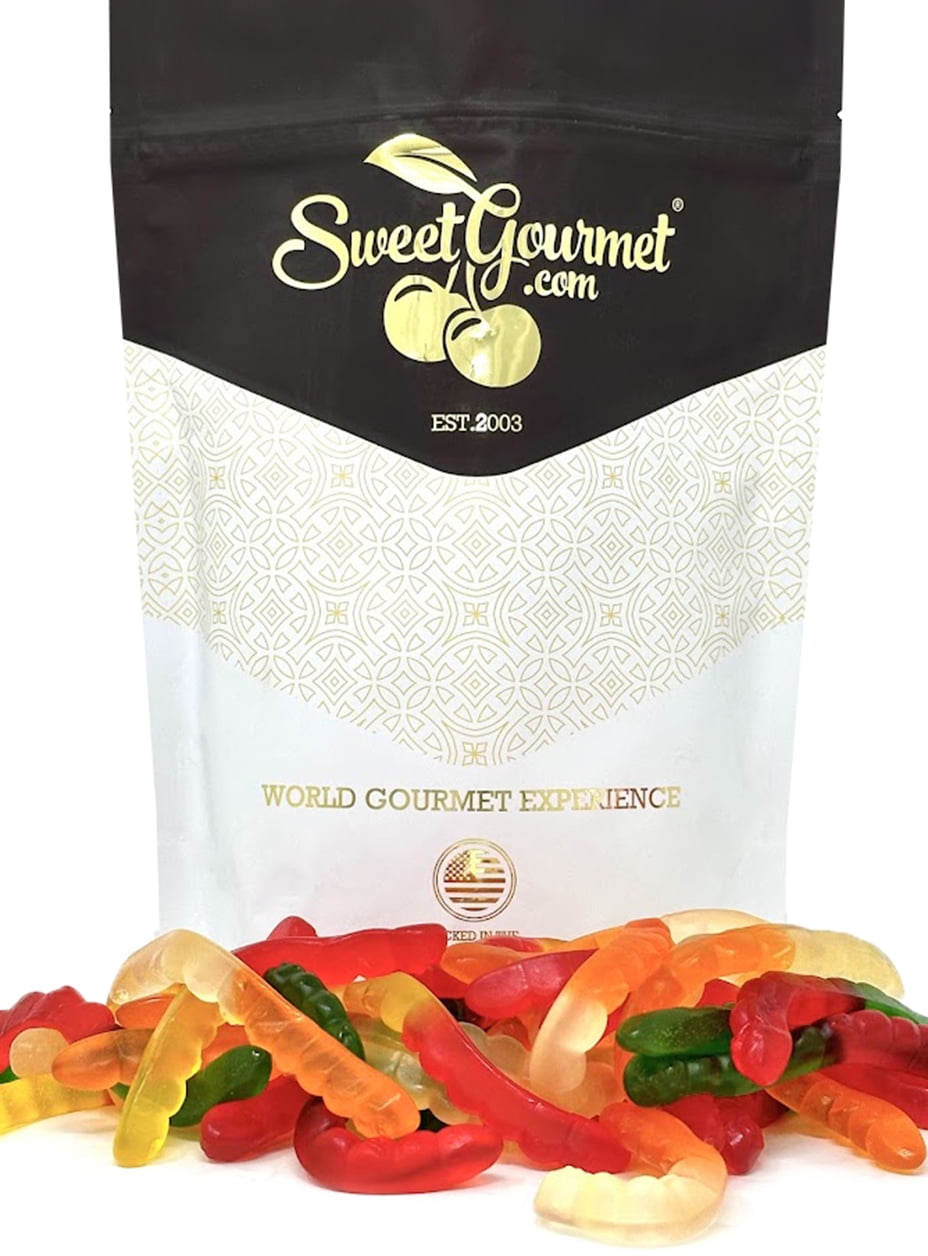 SweetGourmet Large Gummy Worms | Assorted Fruit Bulk Candy | 1 Pound ...