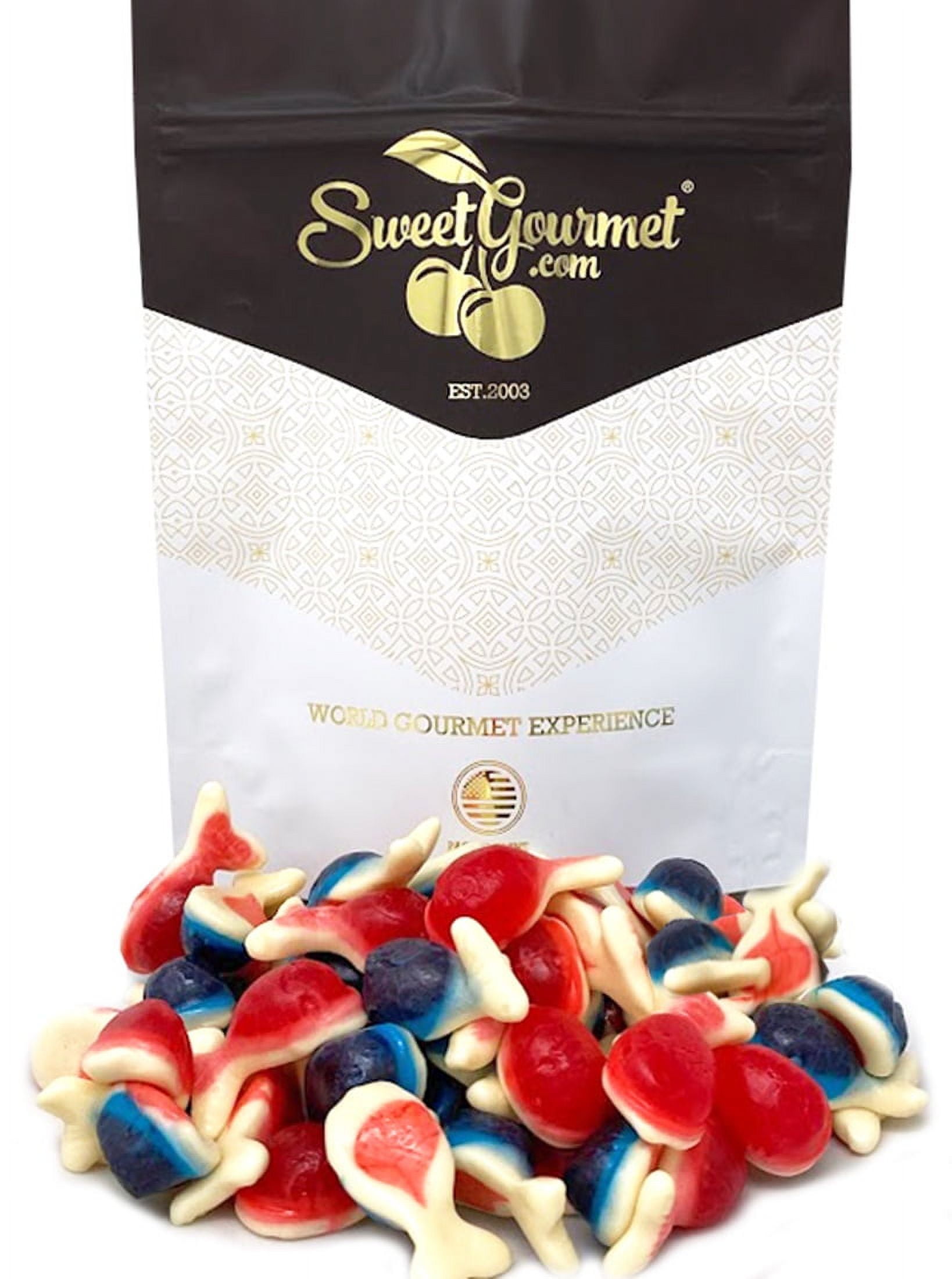 SweetGourmet Red & Blue Gummy Whales Jelly-Filled Candy | 1 Pound ...