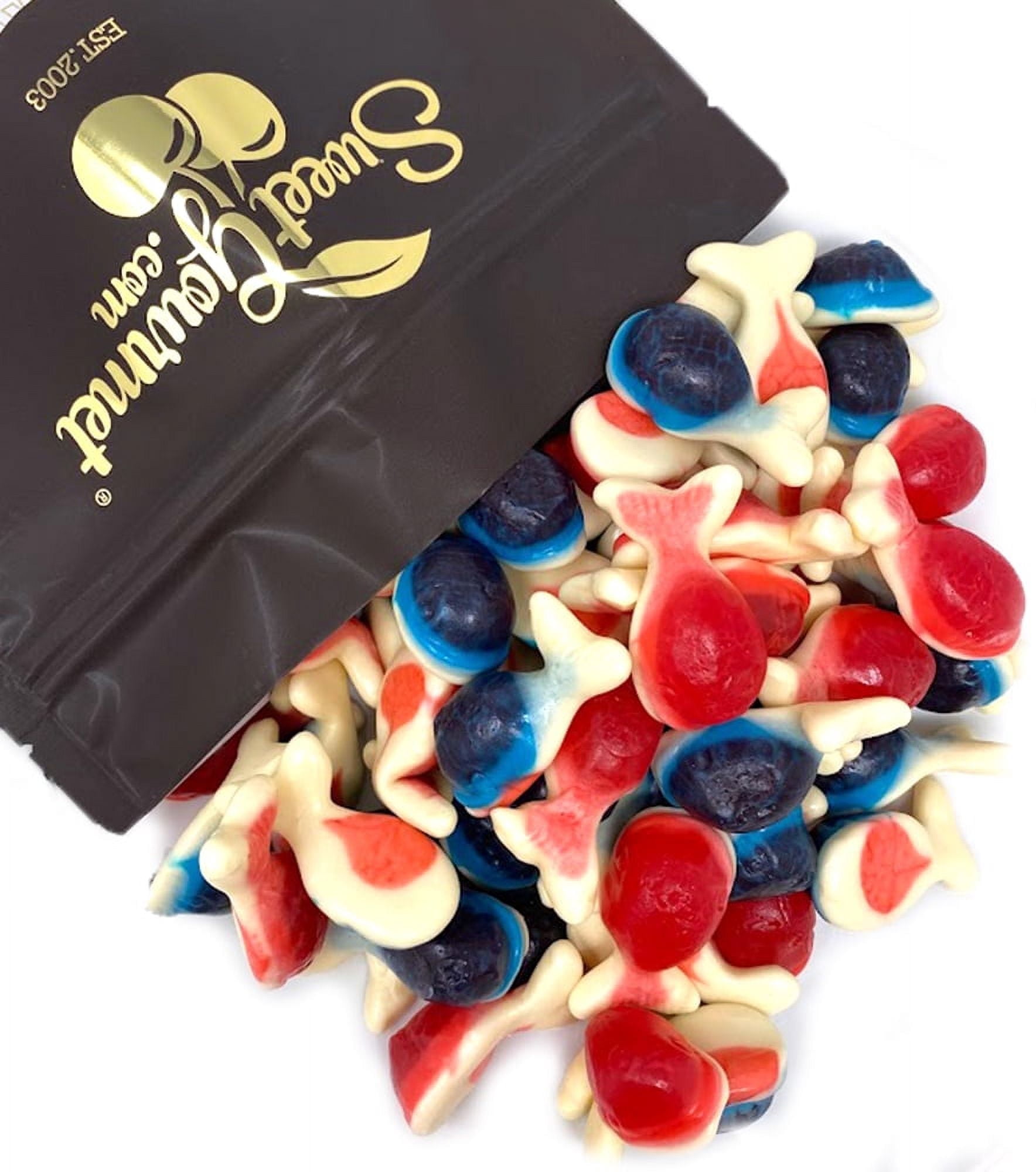 SweetGourmet Red & Blue Whales Gummy Candy, Jelly-Filled, Strawberry ...