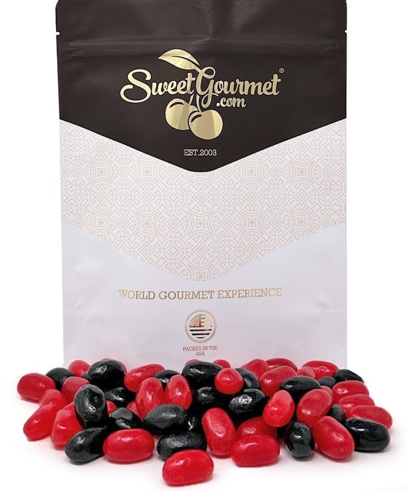 SweetGourmet Red-Hot and Black Licorice Jumbo-Sized Jelly Beans, Sweet ...
