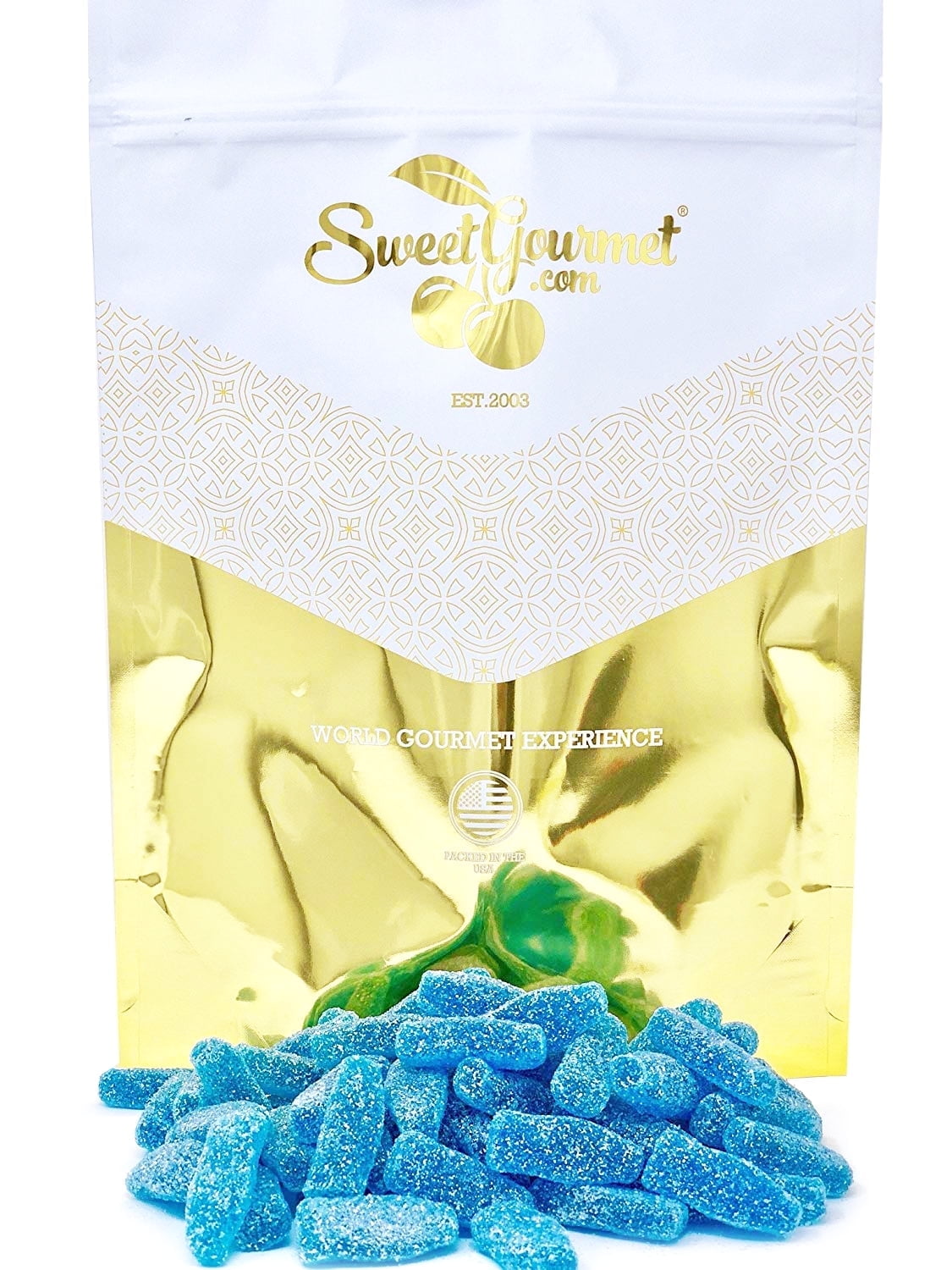 SweetGourmet Sour Blue Raspberry Flavored Bottles Gummy, Sugar Coated ...